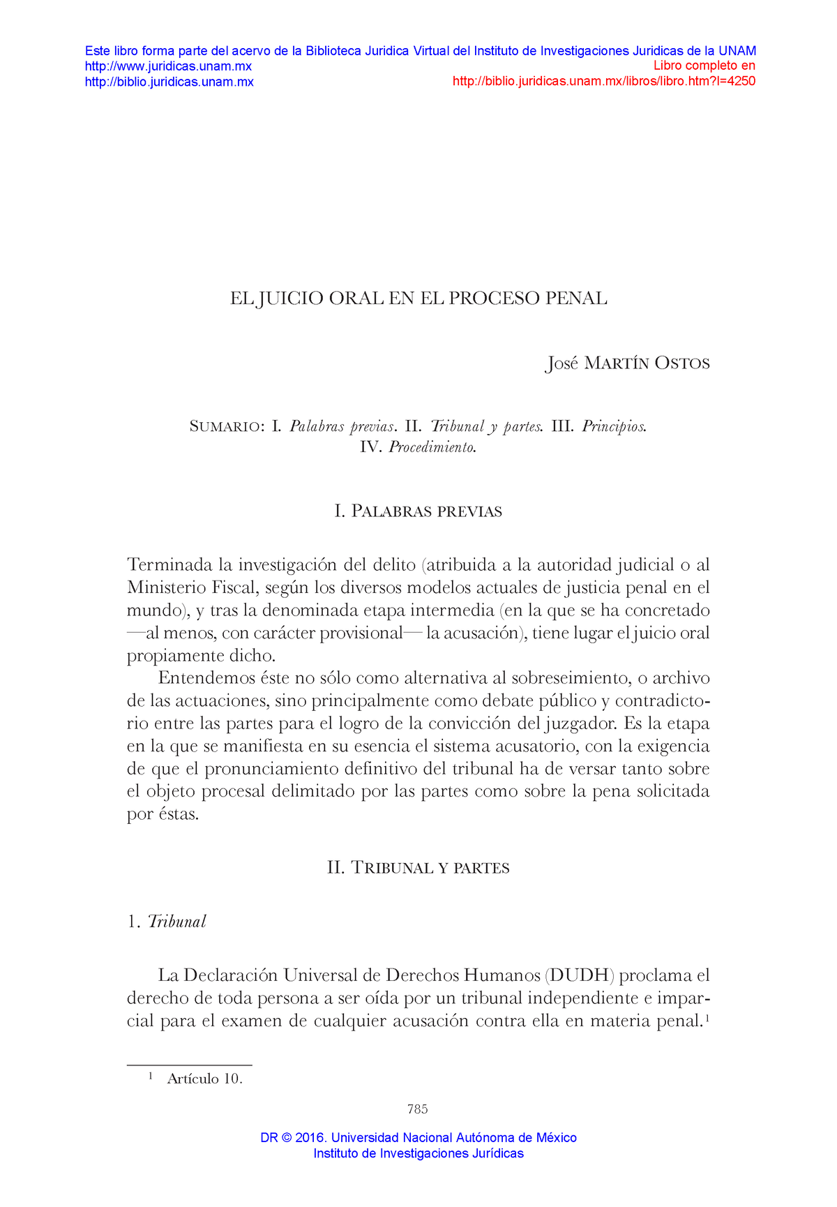 El Juicio Oral En El Proceso Penal 785 El Juicio Oral En El Proceso