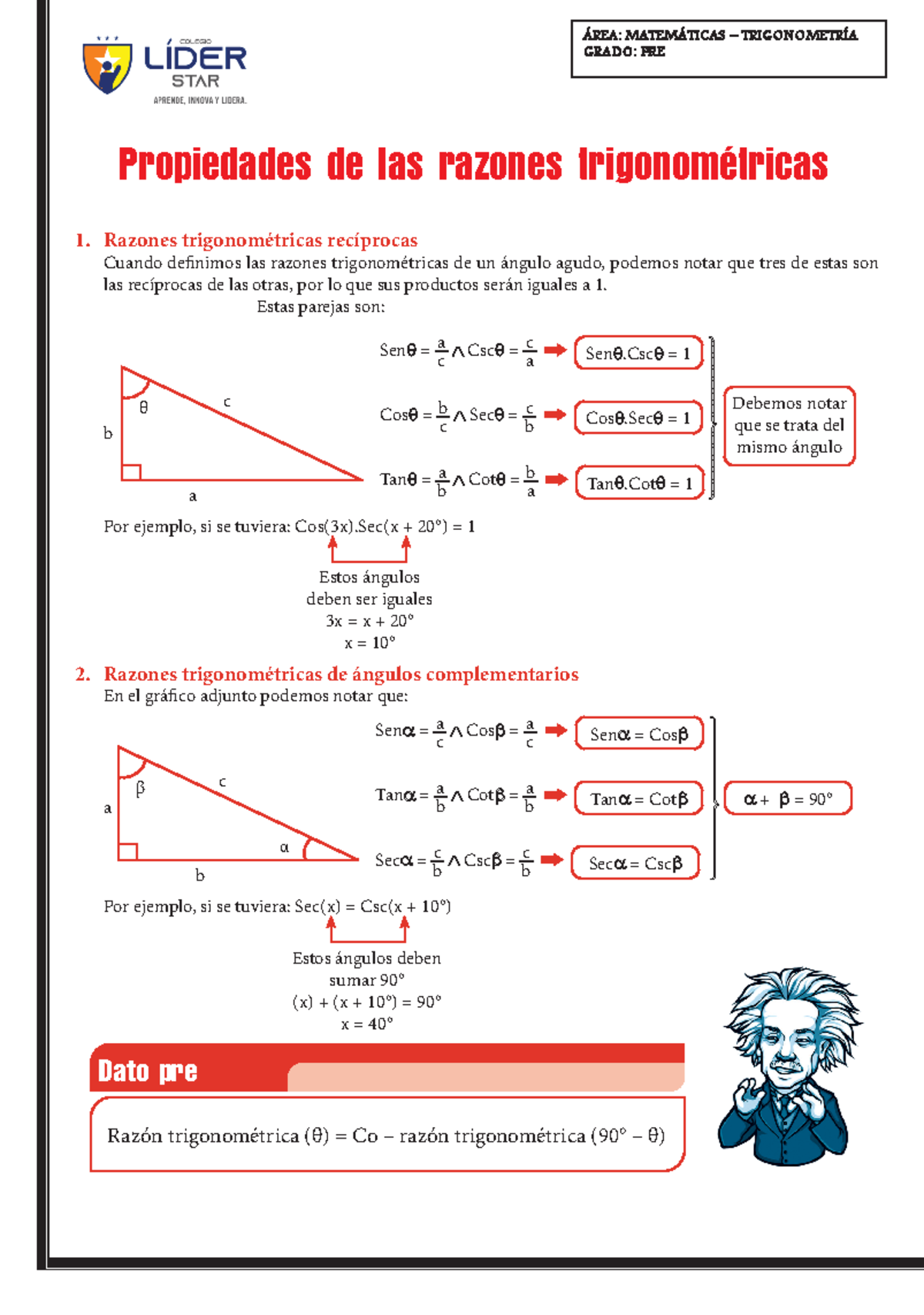 Propiedades De Las Razones Trigonométricas 1 Razones Trigonométricas