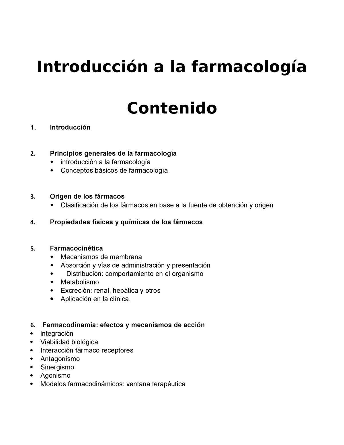 Introducción A La Farmacología Introducción A La Farmacología