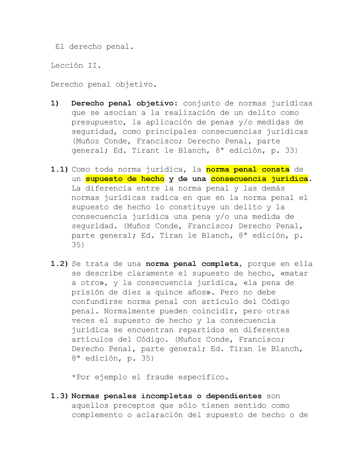 El Derecho Penal Ii Apuntes 1 El Derecho Penal Lección Ii Derecho