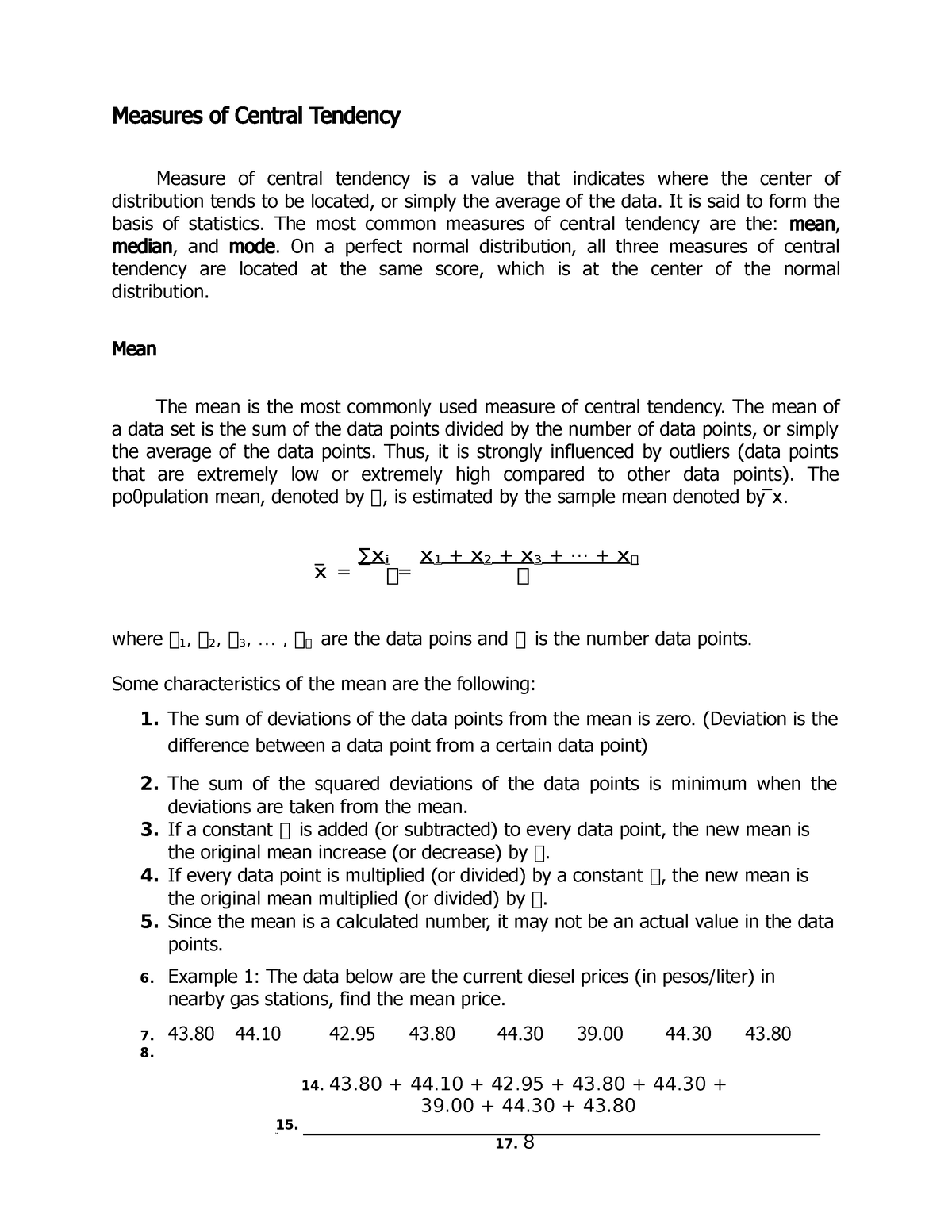 Measures Of Central Tendency Measures Of Central Tendency Measure Of