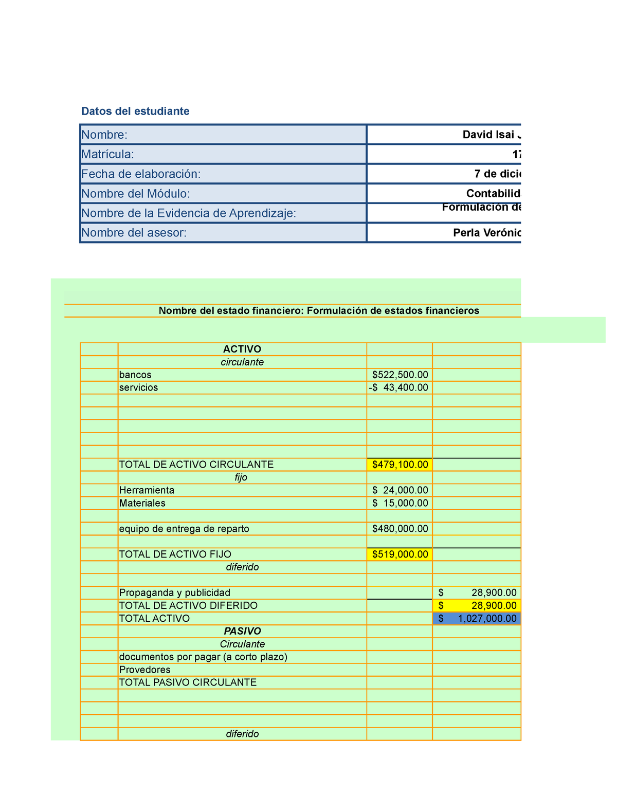 Toaz Contabilidad Datos Del Estudiante Nombre David Isai J