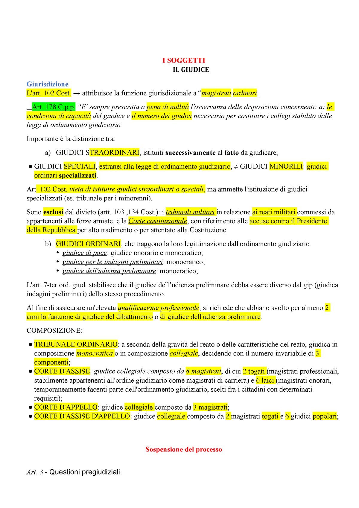 Appuntischemi Procedura Penale I Soggetti Il Giudice Giurisdizione L