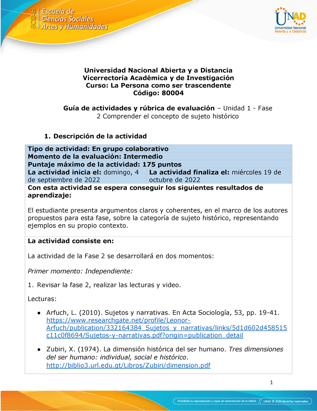 Guia De Actividades Y Rúbrica De Evaluación Unidad 1 Fase 2 La