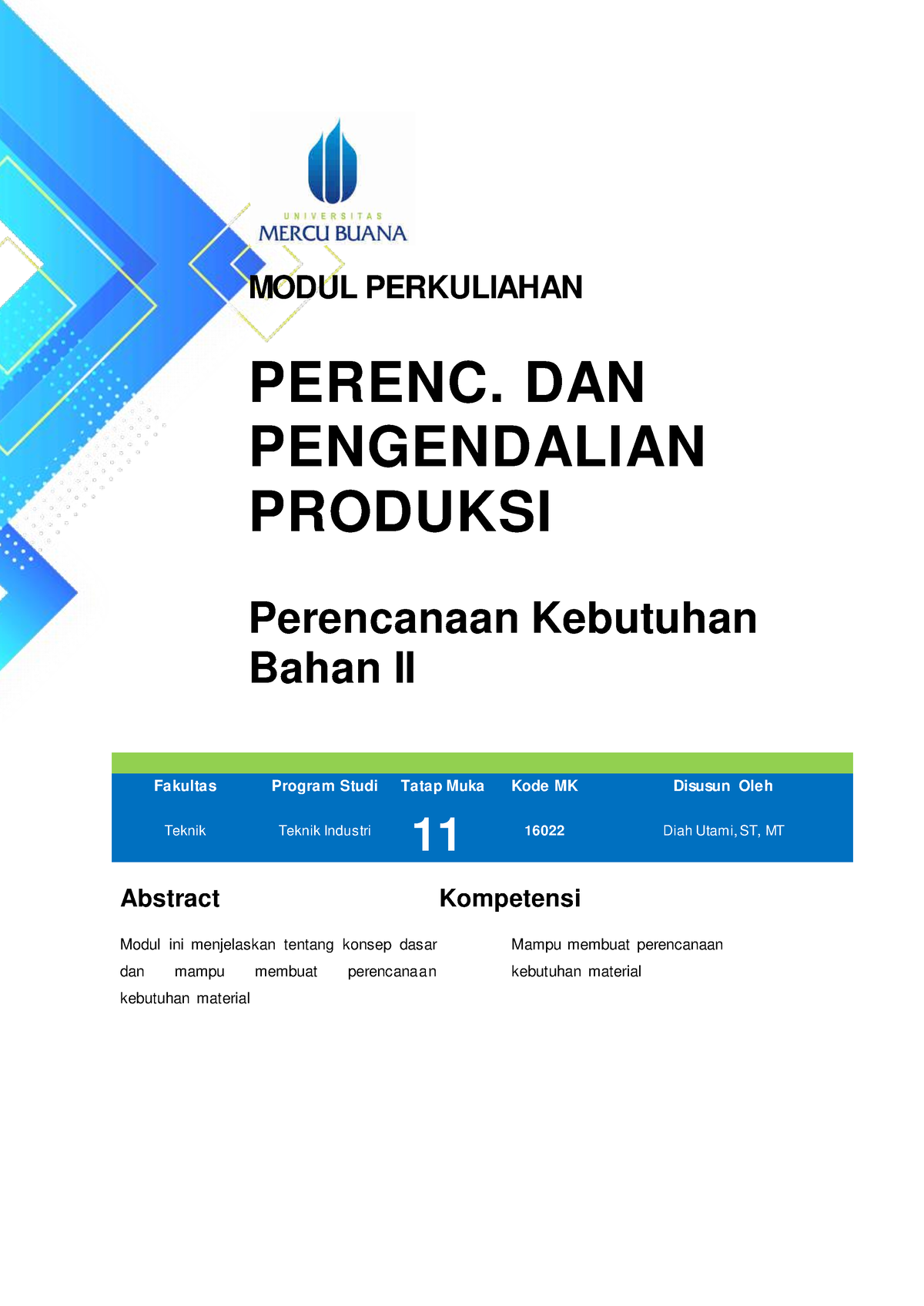 Modul Perencanaan Dan Pengendalian Produksi Tm11 Modul Perkuliahan