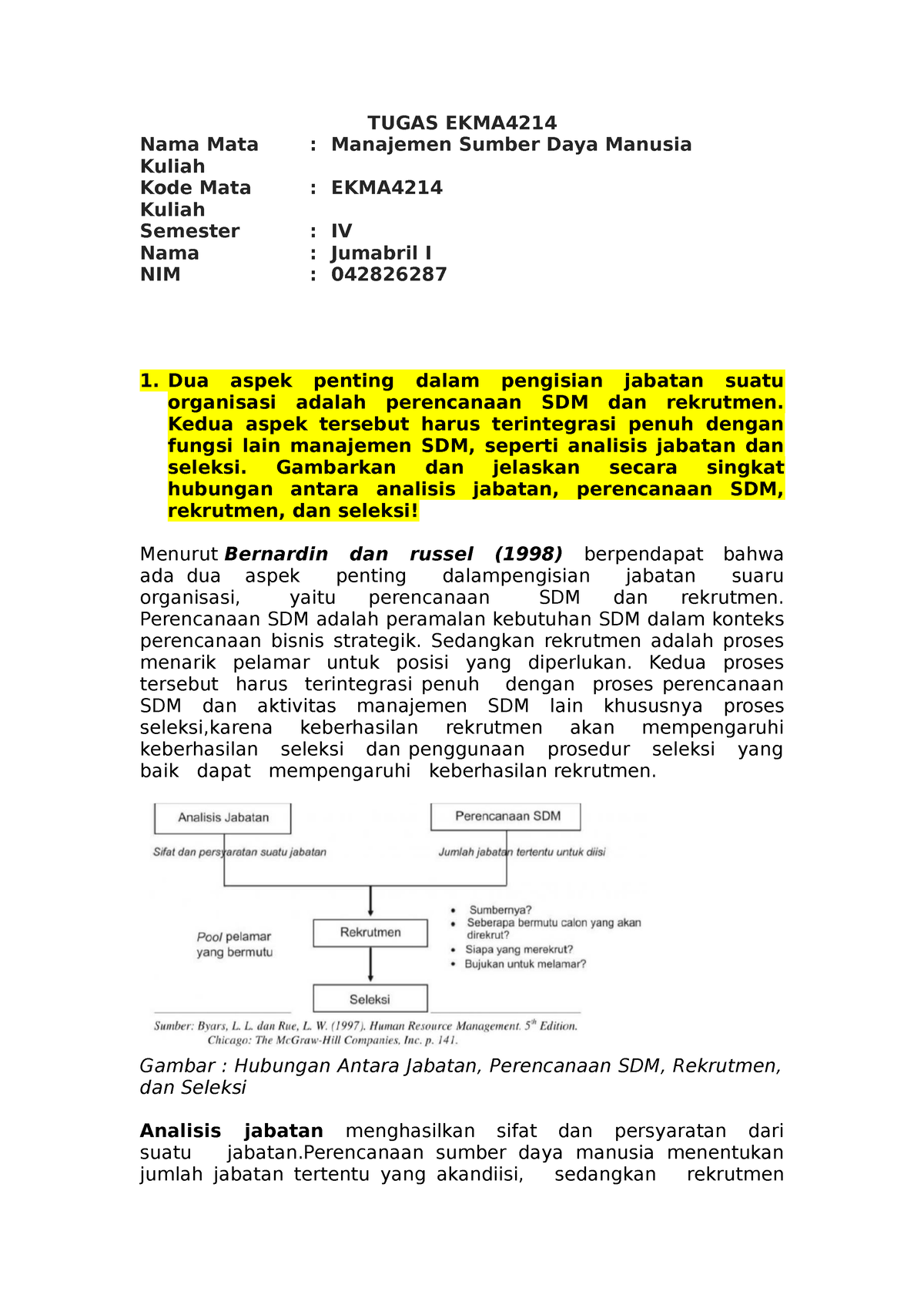 Tugas 2 Ekma4214 Semester 4 Tugas Ekma Nama Mata Kuliah Manajemen