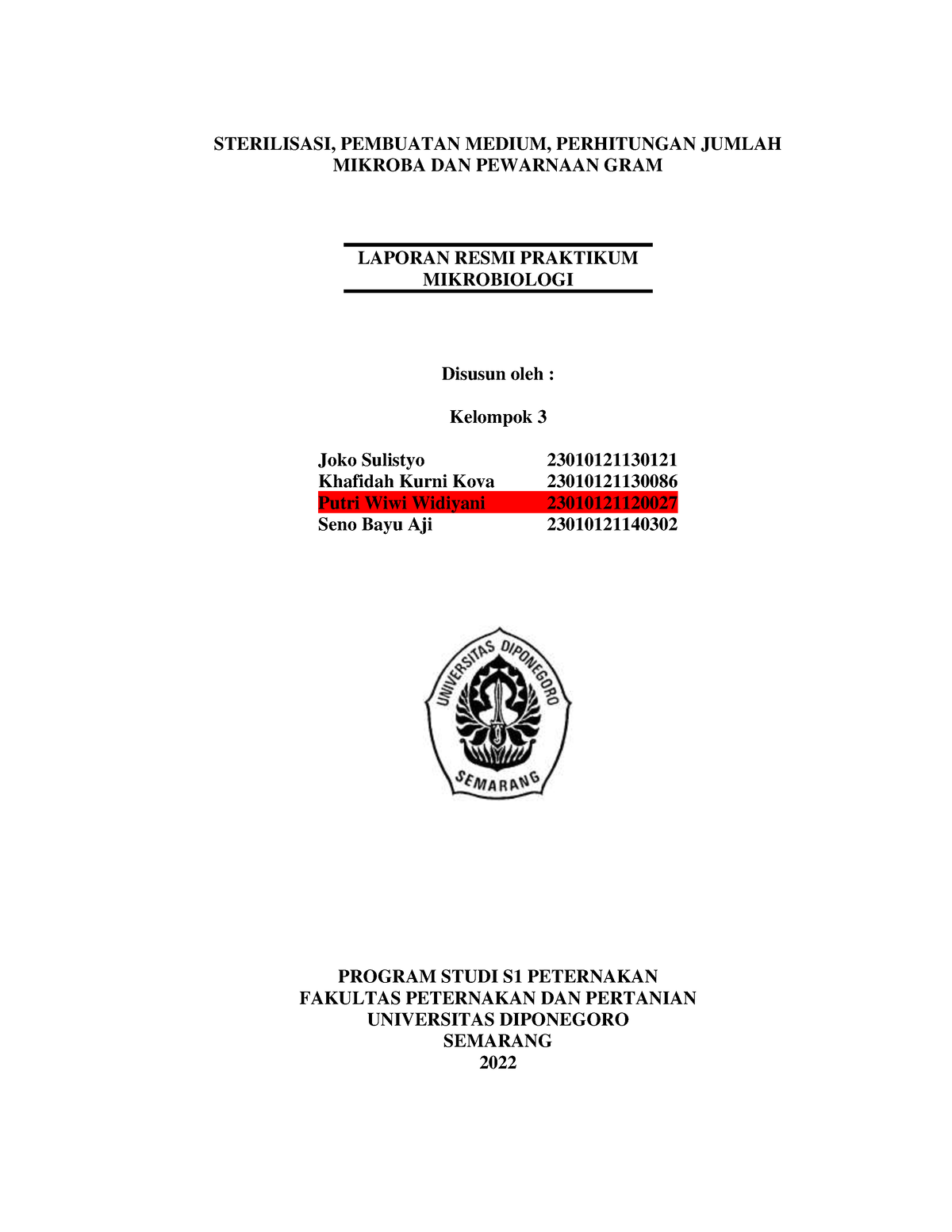 Laporan Praktikum Mikrobiologi Sterilisasi Pembuatan Medium