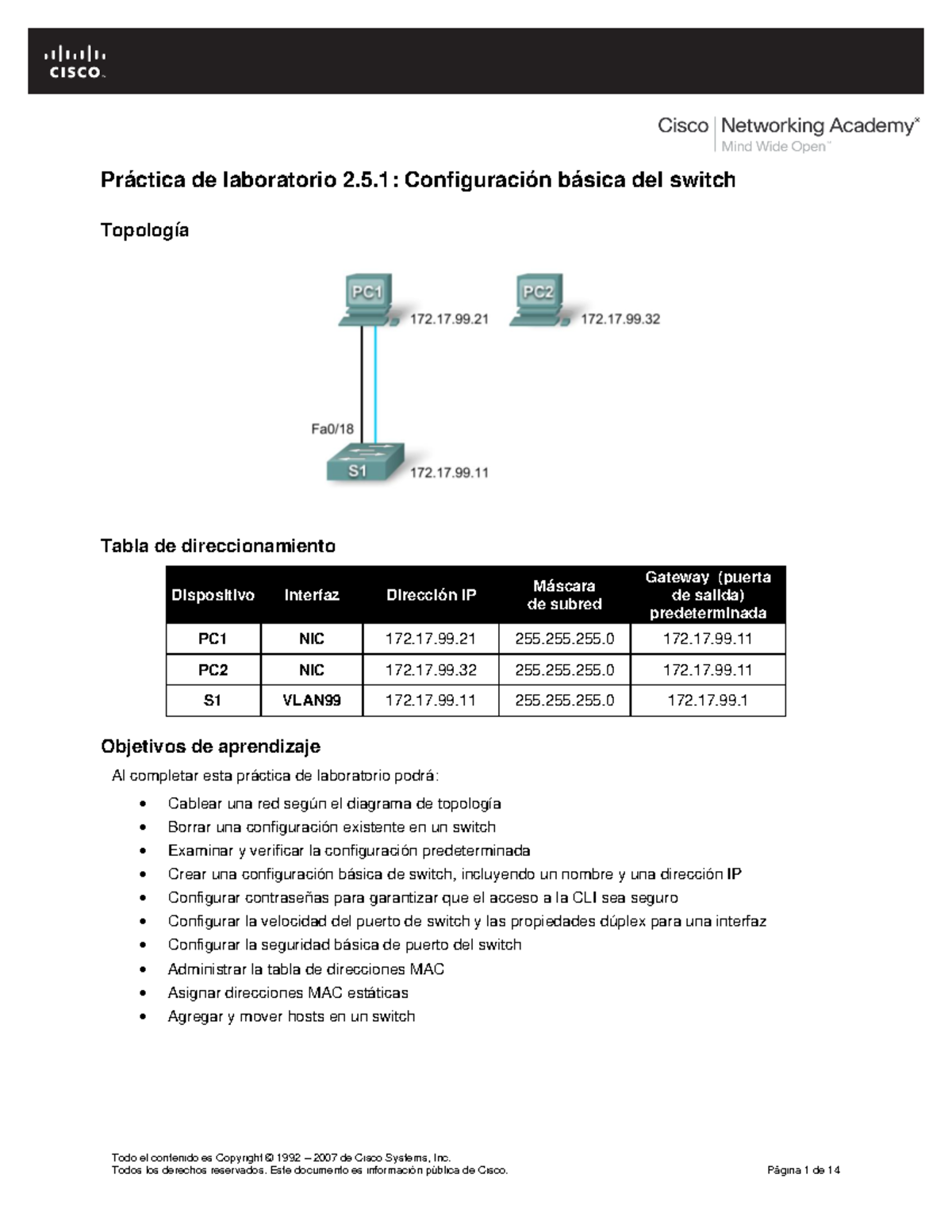 Practica Administracion Básica Switch Todo El Contenido Es