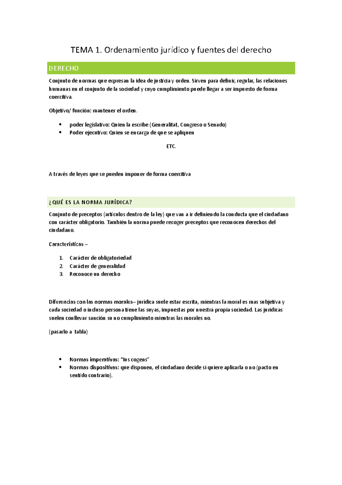 Tema 1 Ordenamiento Jurídico Y Fuentes Del Derecho Tema 1