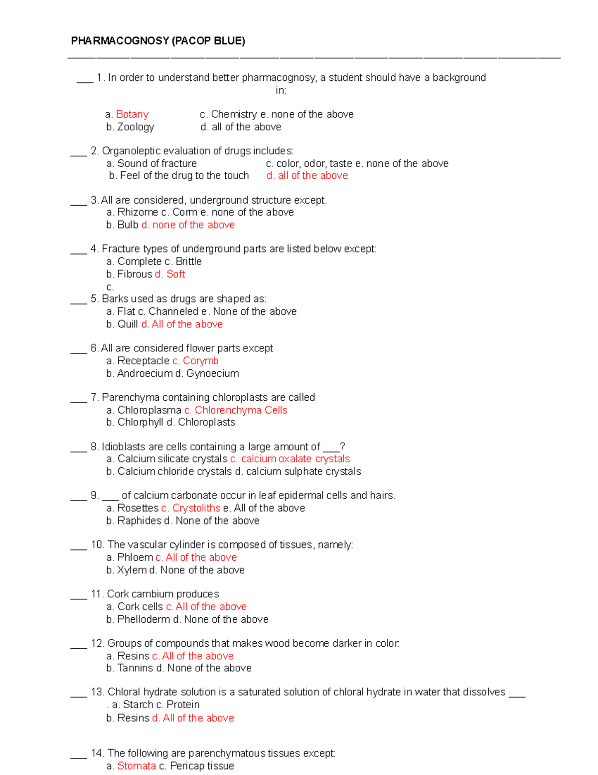 Copy Of Module 2 Pharmacognosy Blue Pacop Pharmacognosy Pacop Blue