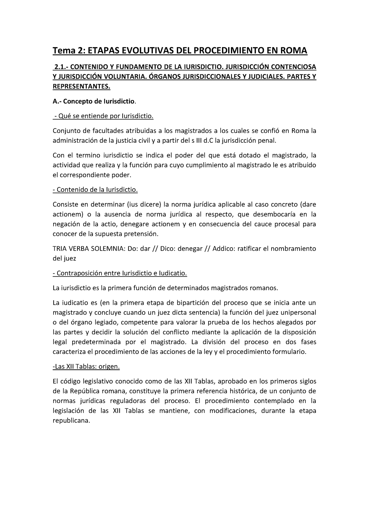 Tema 2 Derecho Romano Tema 2 Etapas Evolutivas Del Procedimiento En