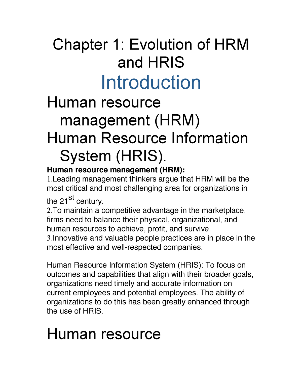 Hris 01 Ch 1 Chapter 1 Evolution Of Hrm And Hris Introduction