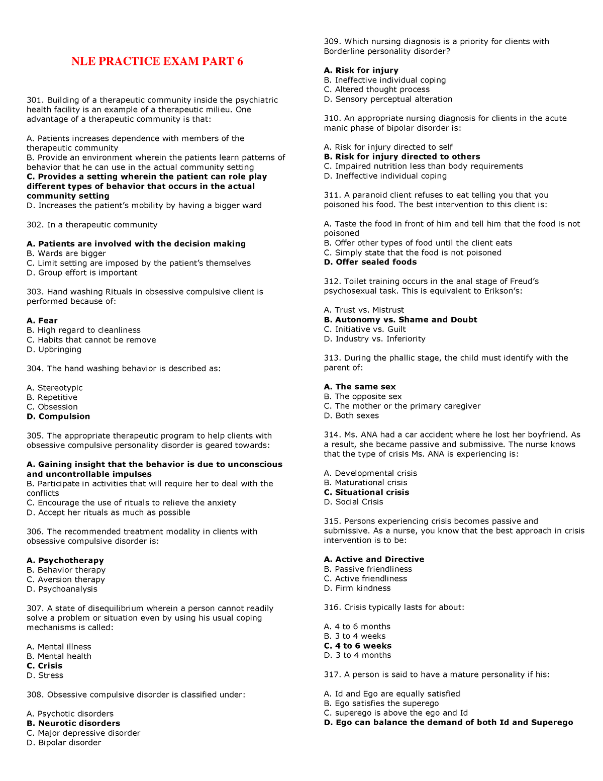 Pnle Exam Part 7 For Review Nle Practice Exam Part 6 Building Of A