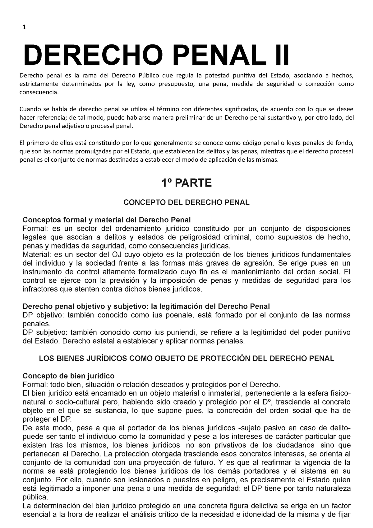 Derecho Penal Ii 1 Derecho Penal Ii Derecho Penal Es La Rama Del