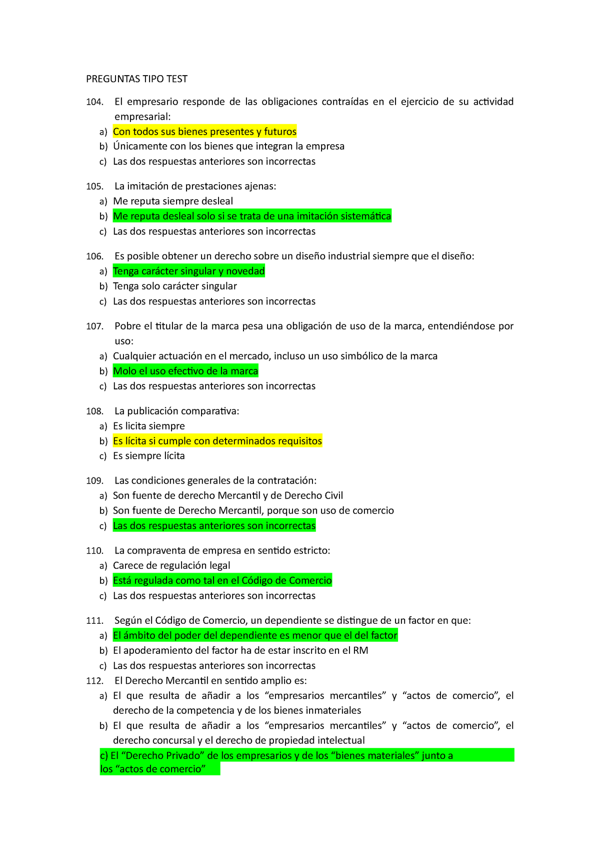 Preguntas Tipo Test 3 Preguntas Tipo Test El Empresario Responde De