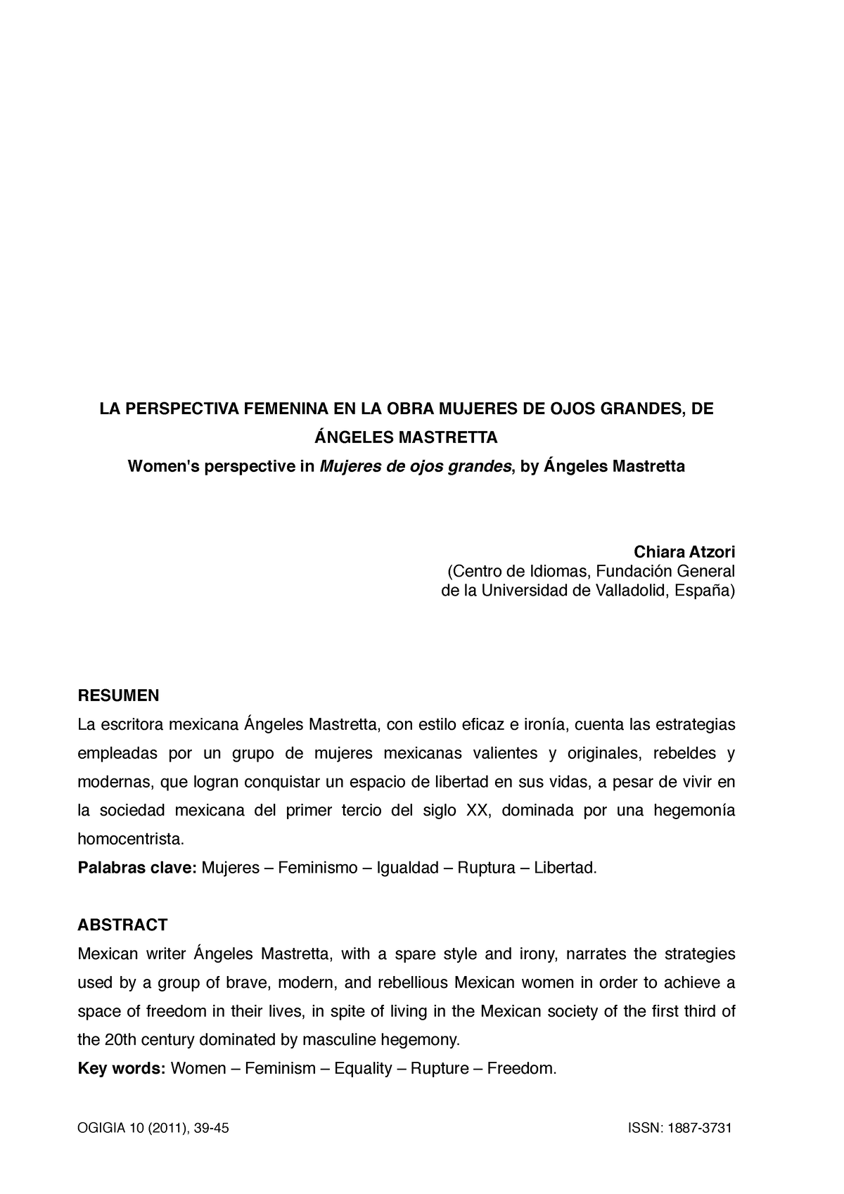 Dialnet La Perspectiva Femenina En La Obra Mujeres De Ojos Grandes D