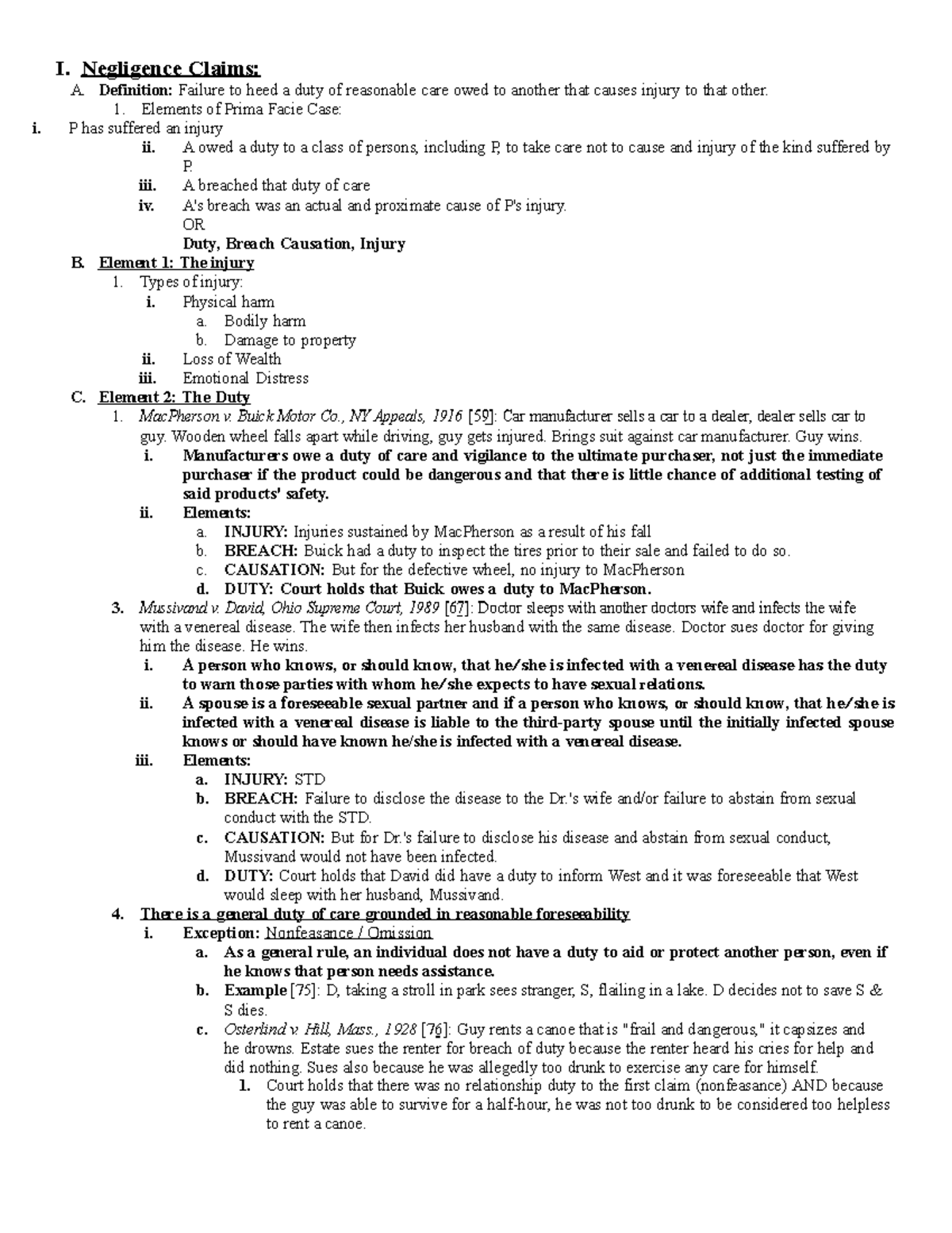 Torts Law Prof Logan 3 I Negligence Claims A Definition