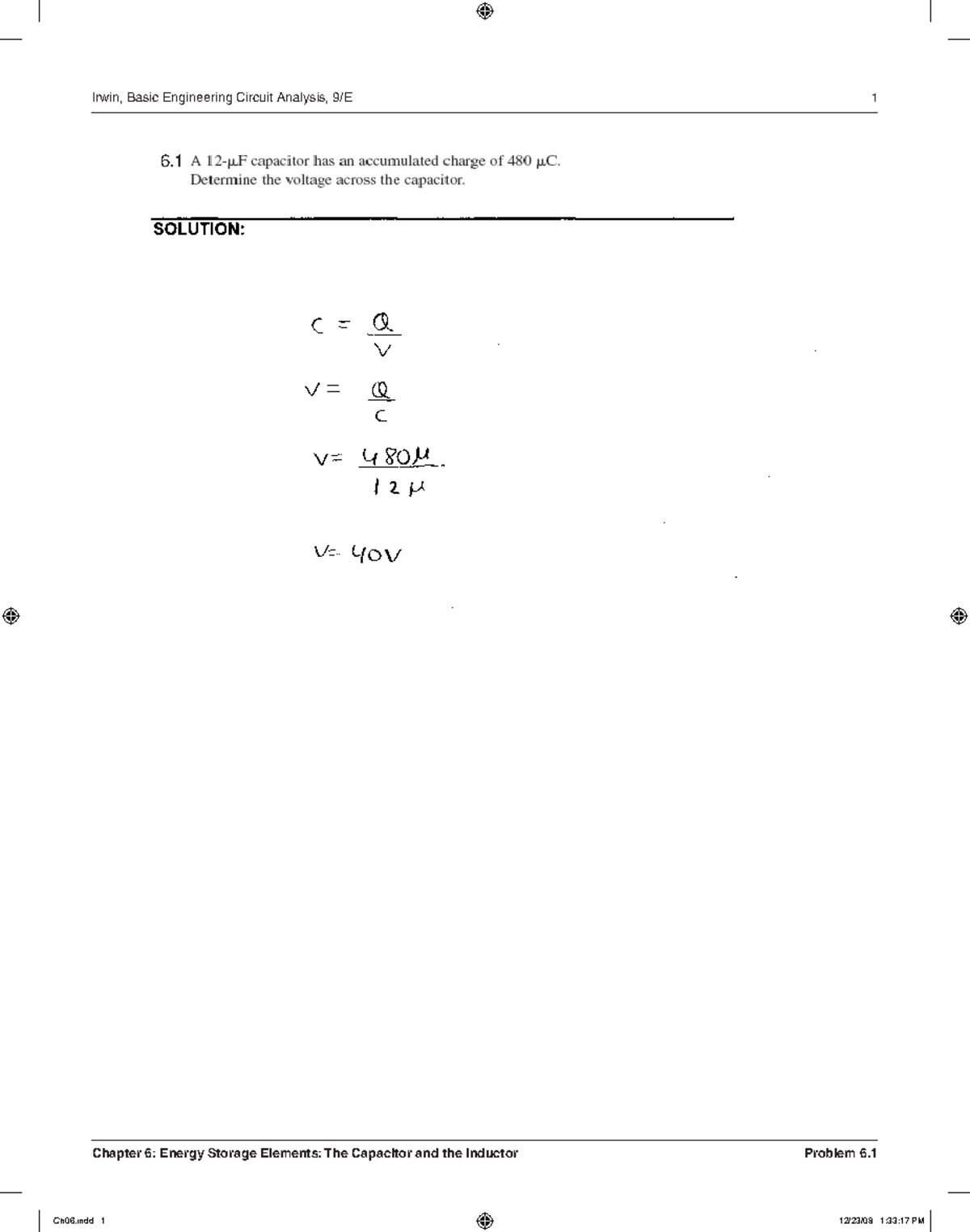 Basic Engineering Circuit Analysis 9th David Irwin Solution Manual Ch