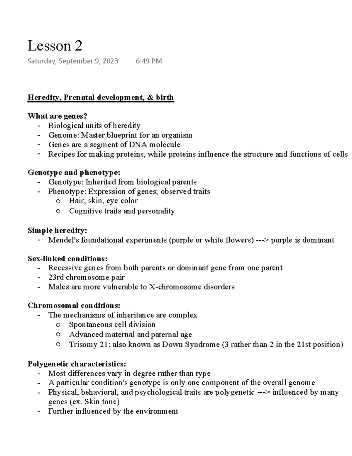 Lesson 2 Psyc 333 Heredity Prenatal Development And Birth What Are