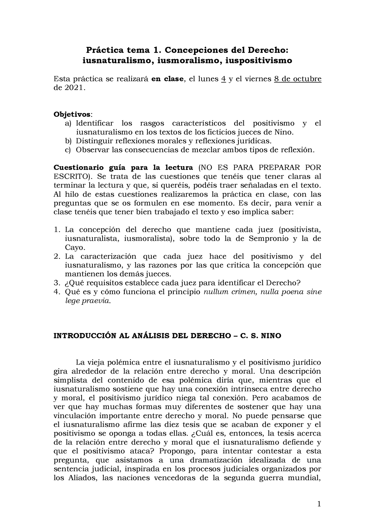 Practicas ¿t1 Concepciones Del Derecho Práctica Tema 1 Concepciones