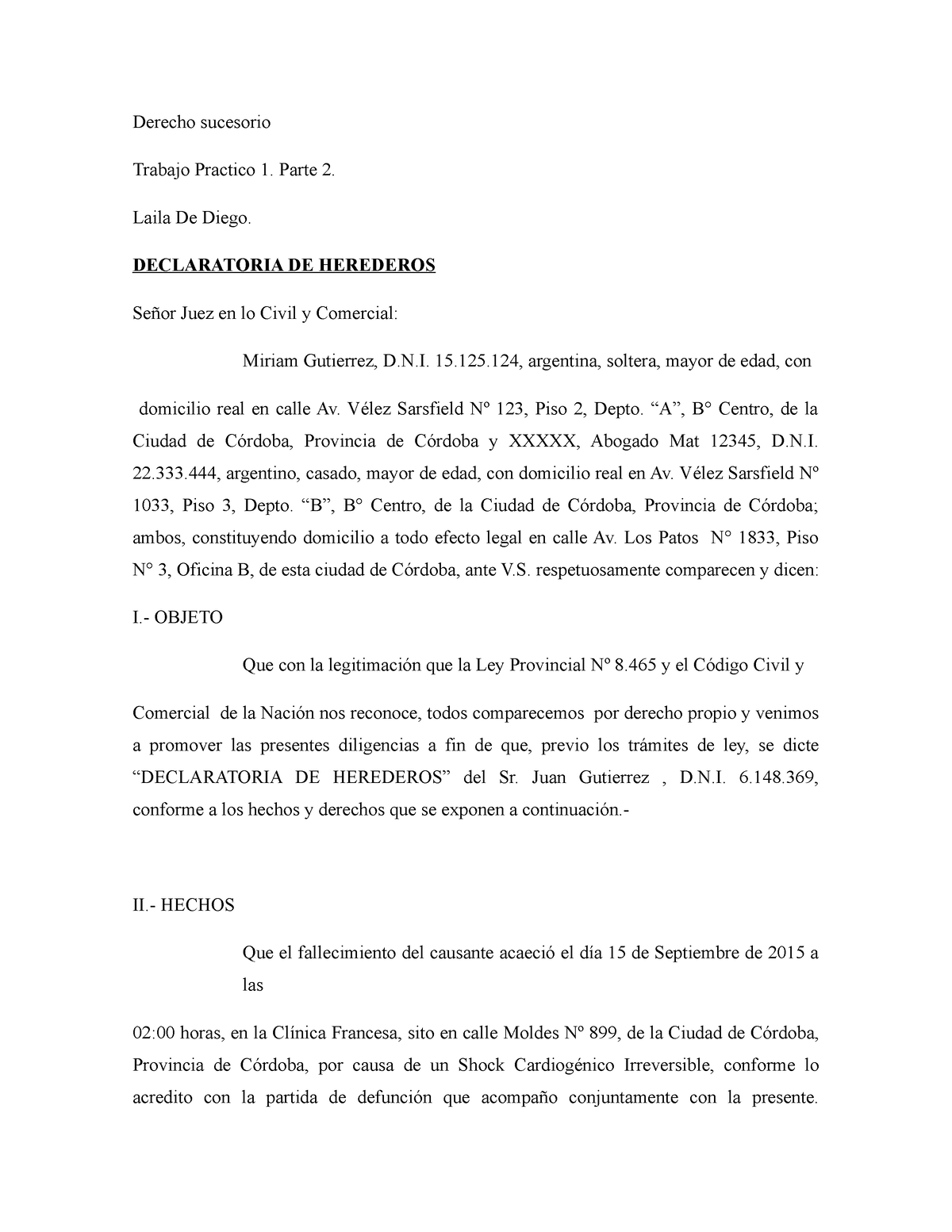 Trabajo Practico 1 Parte 2 Derecho Sucesorio Trabajo Practico 1