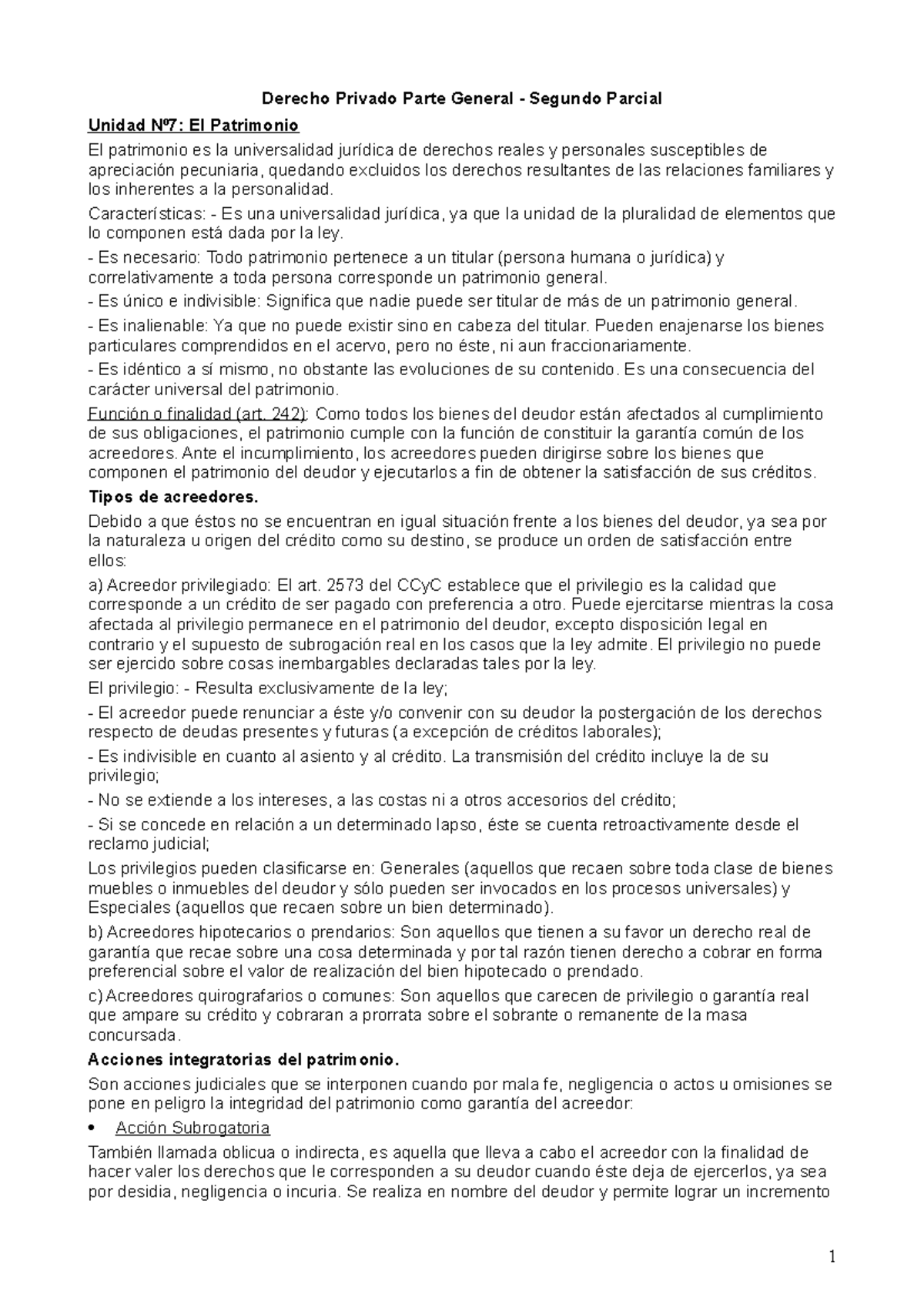 Derecho Privado Parte General Segundo Parcial Derecho Privado Parte