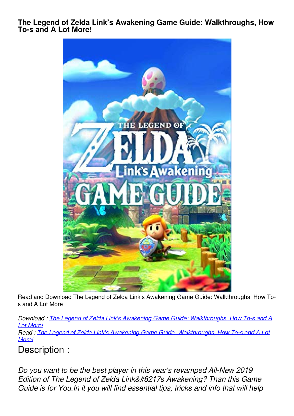 Epub The Legend Of Zelda Links Awakening Game Guide Walkthroughs How