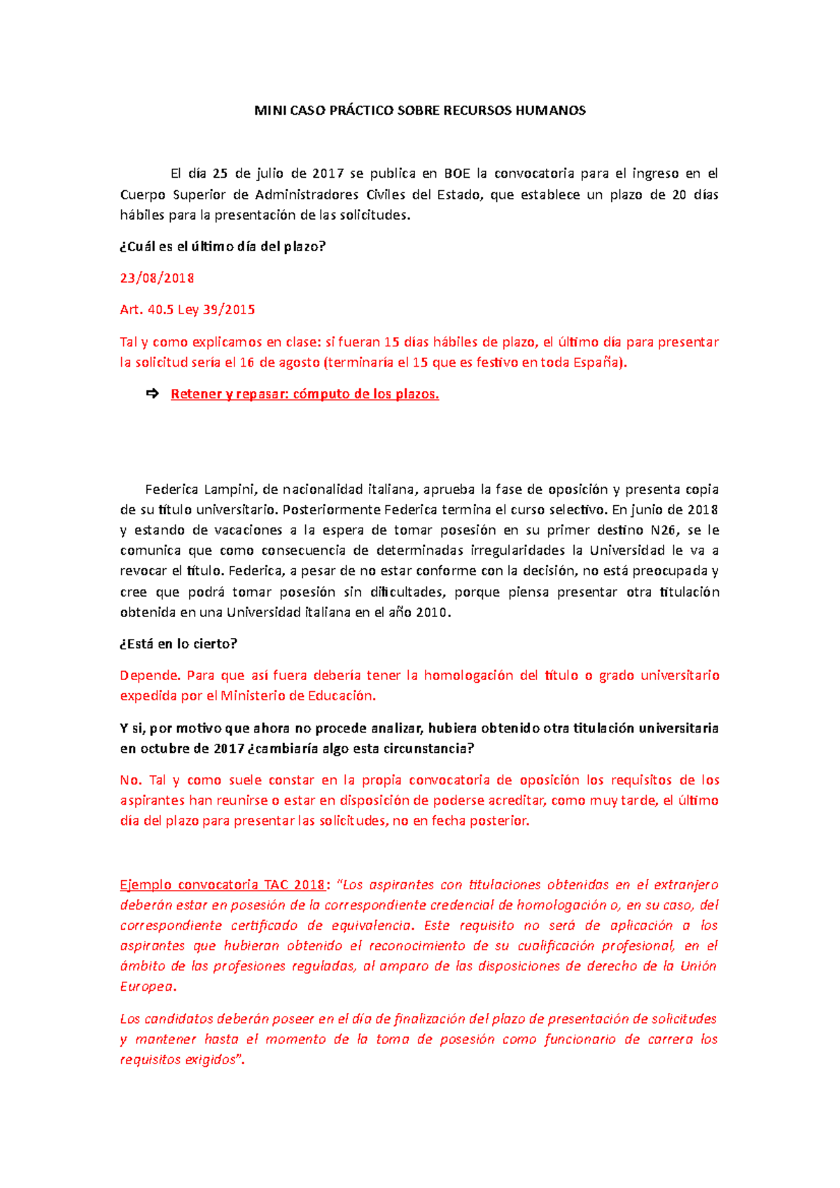 Resolucion Caso Rrhh Mini Caso PrÁctico Sobre Recursos Humanos El Día