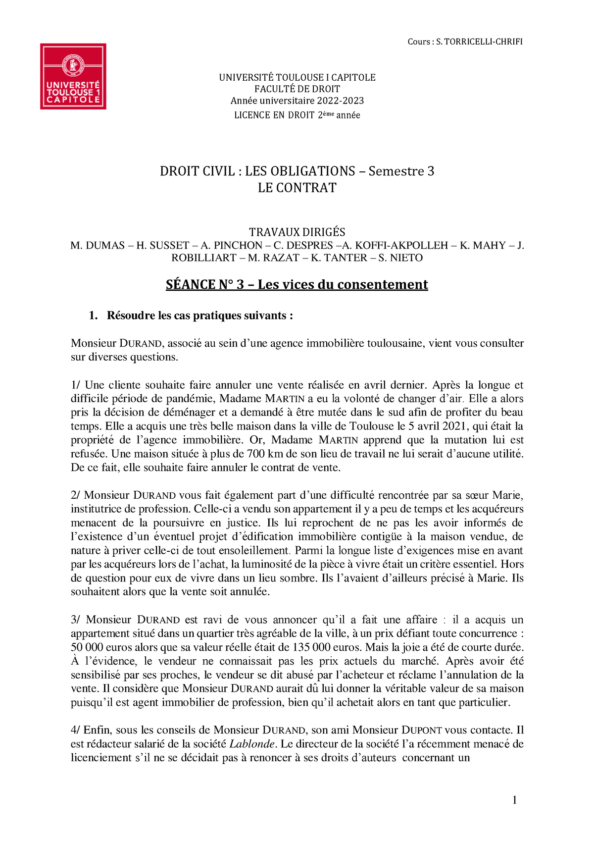 Td 3 Les Vices Du Consentement 1 UniversitÉ Toulouse I Capitole