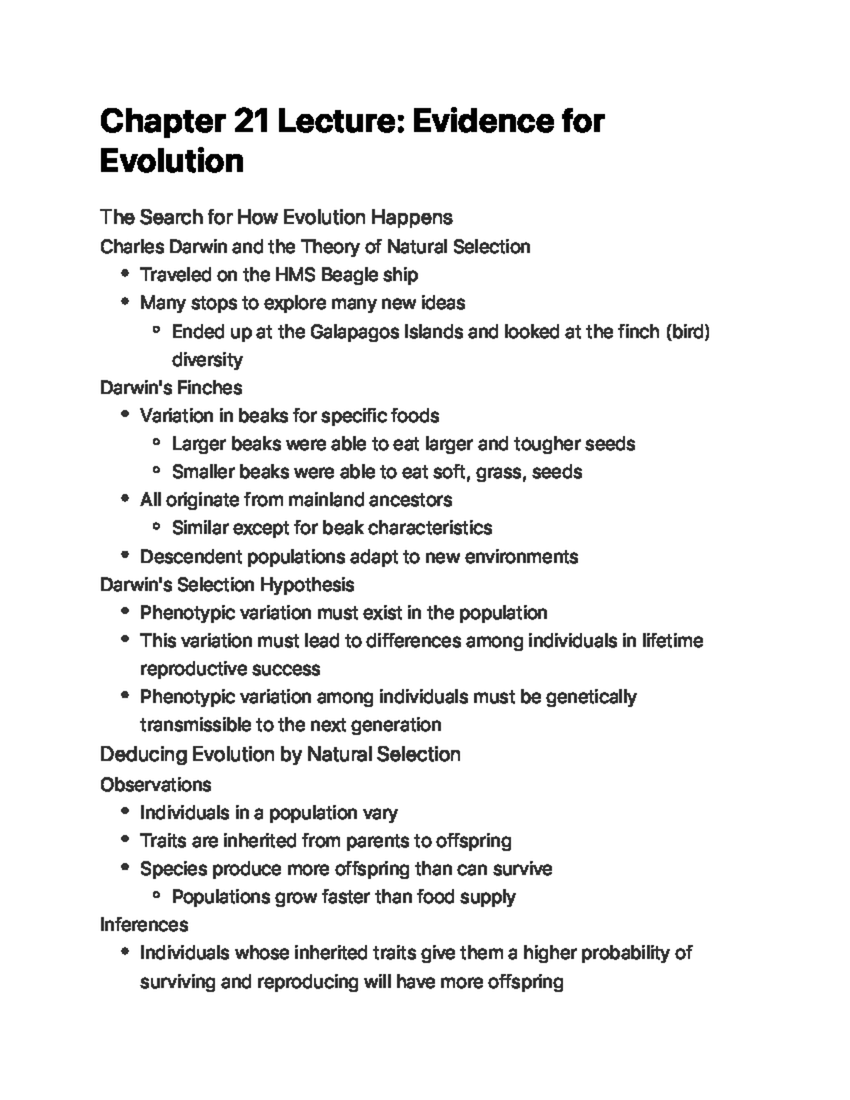 Chapter 21 Lecture Evidence For Evolution C H A P Te R 2 1 Le C T U