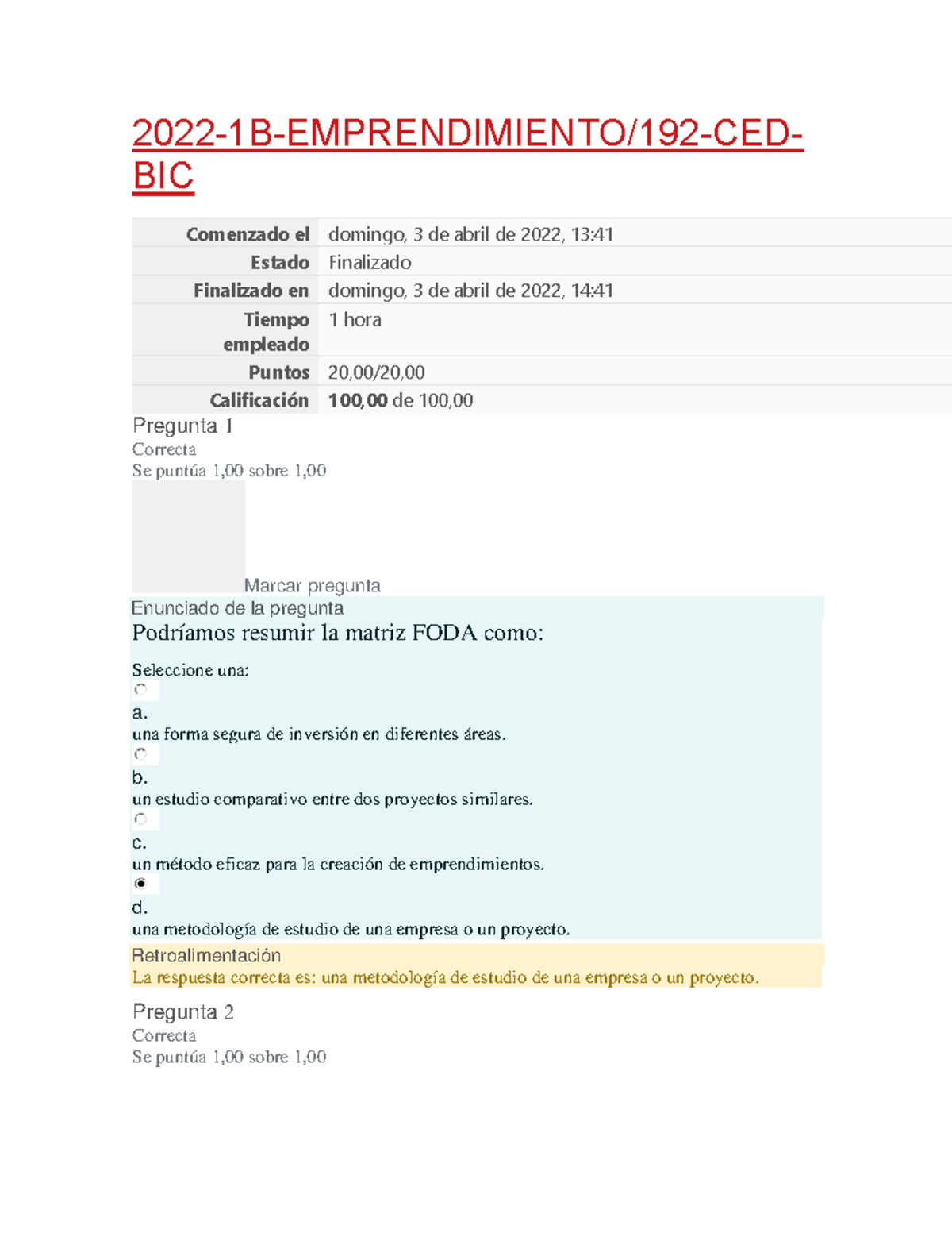 Prueba 1 Emprendimiento 2022 1b Emprendimiento192 Ced Bic