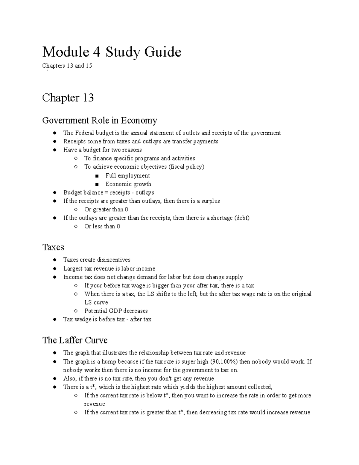 Module 4 Study Guide Econ Mod 4 Module 4 Study Guide Chapters 13