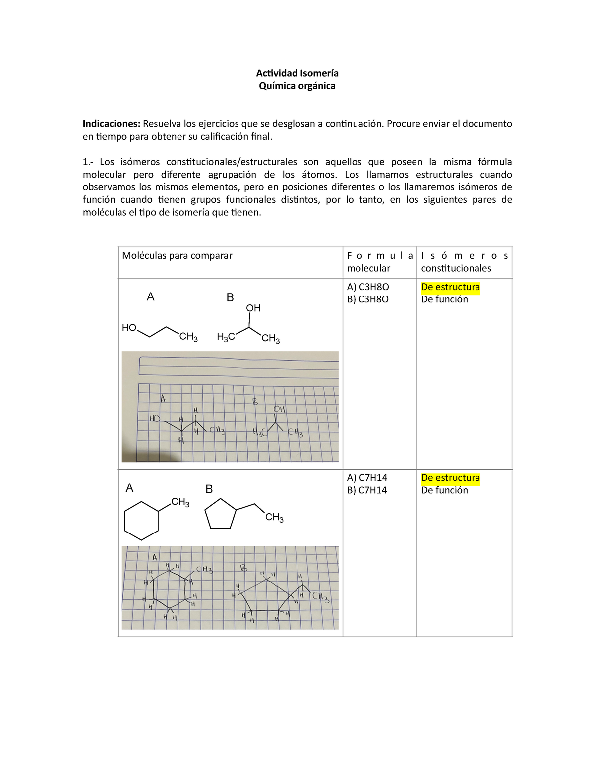 Actividad Isomería Carolina Criollo Acvidad Isomería Química