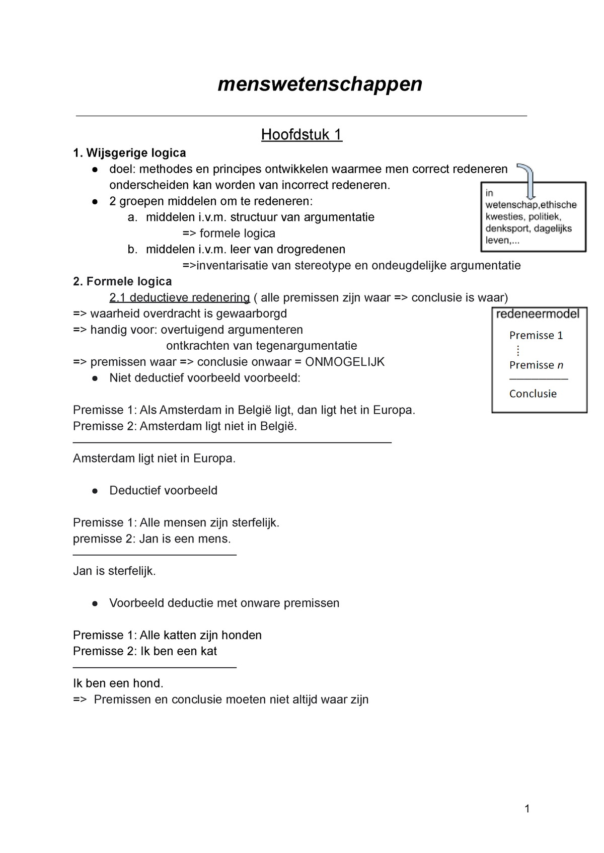 Filosofie Menswetenschappen Hoofdstuk 1 Wijsgerige Logica Doel