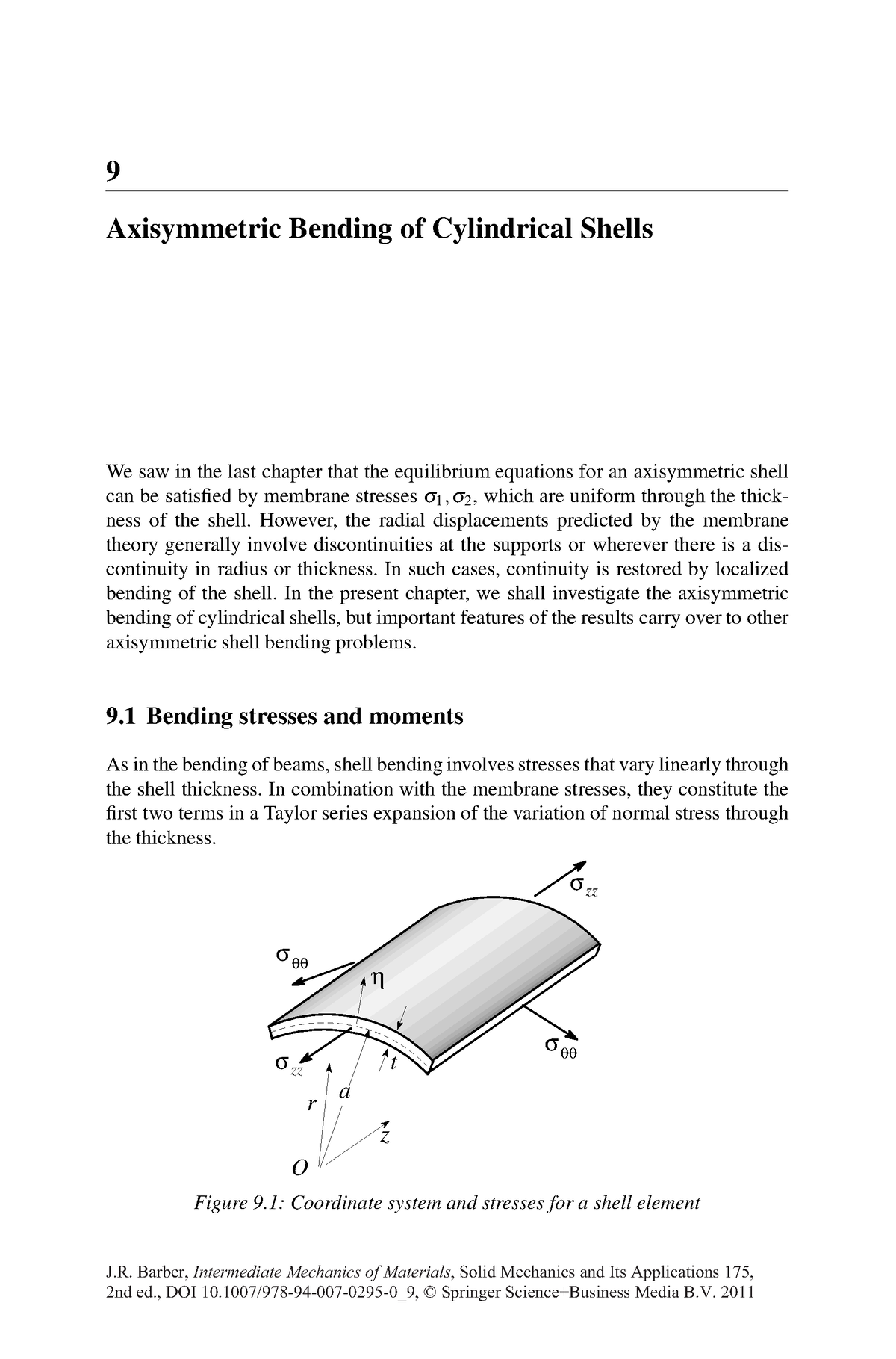 Bending Shell Shell Theory 9 Axisymmetric Bending Of Cylindrical