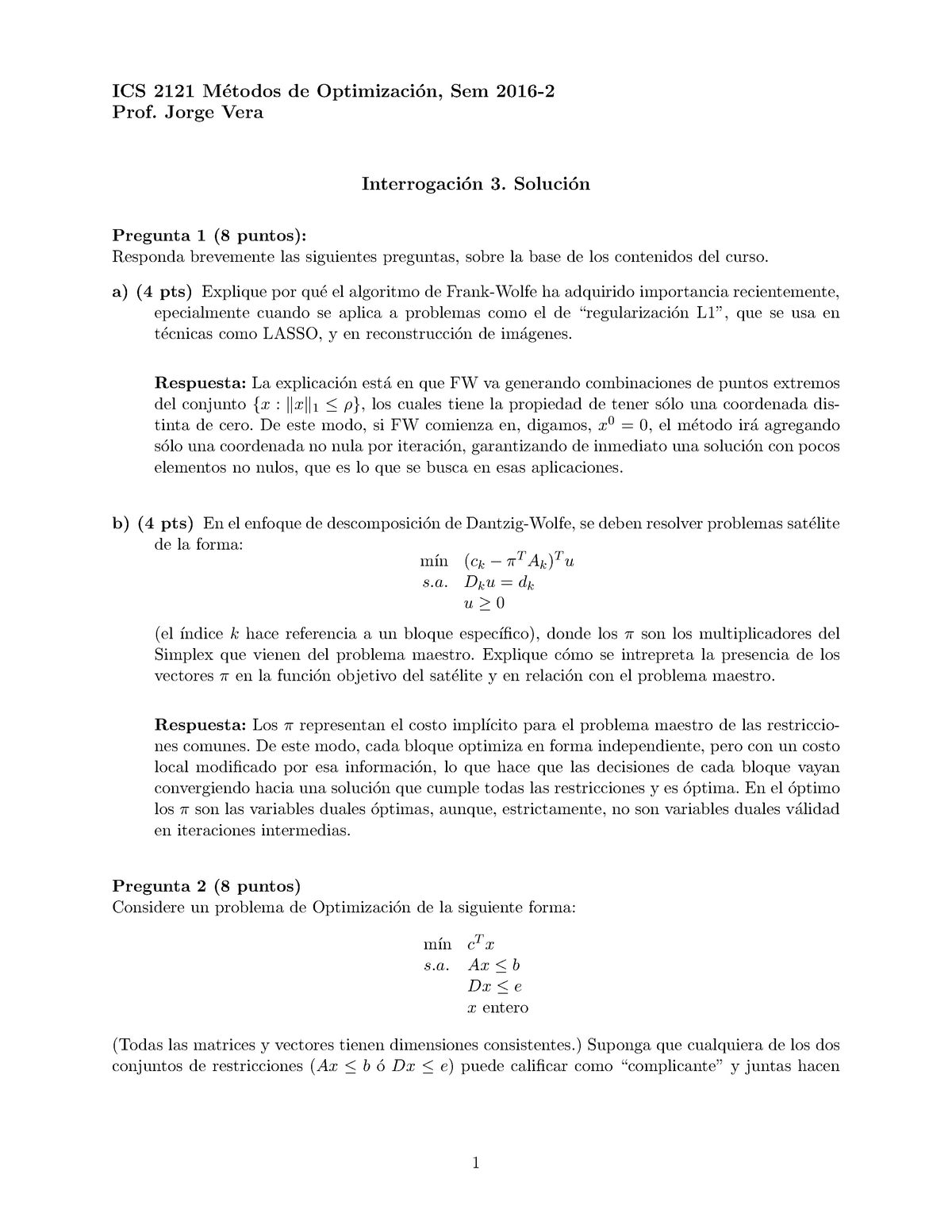 Examen 2016 Preguntas Y Respuestas Ics 2121 M´ Etodos De Optimizaci