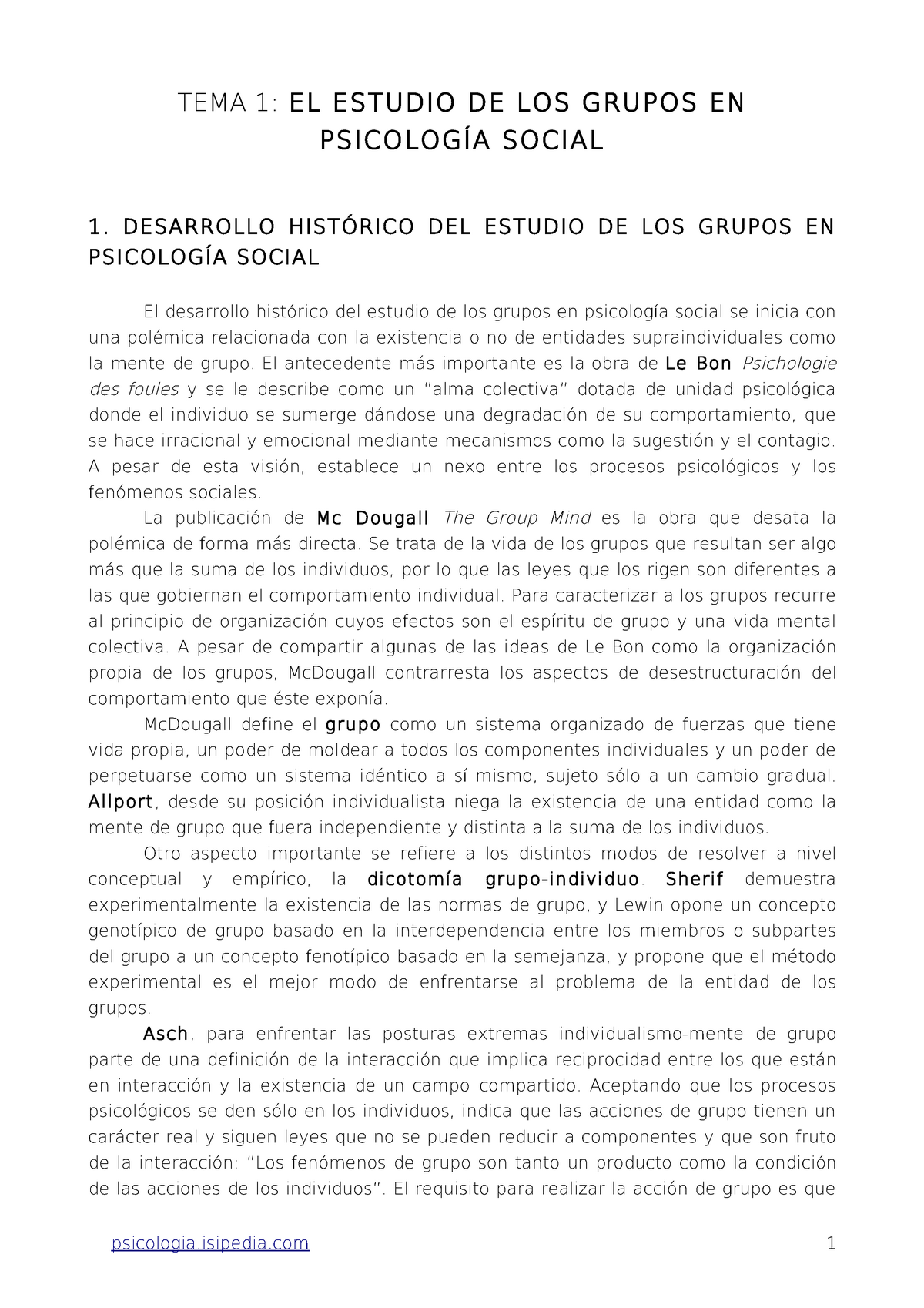 Psi De Los Grupos 1 Al 5 Tema 1 El Estudio De Los Grupos En