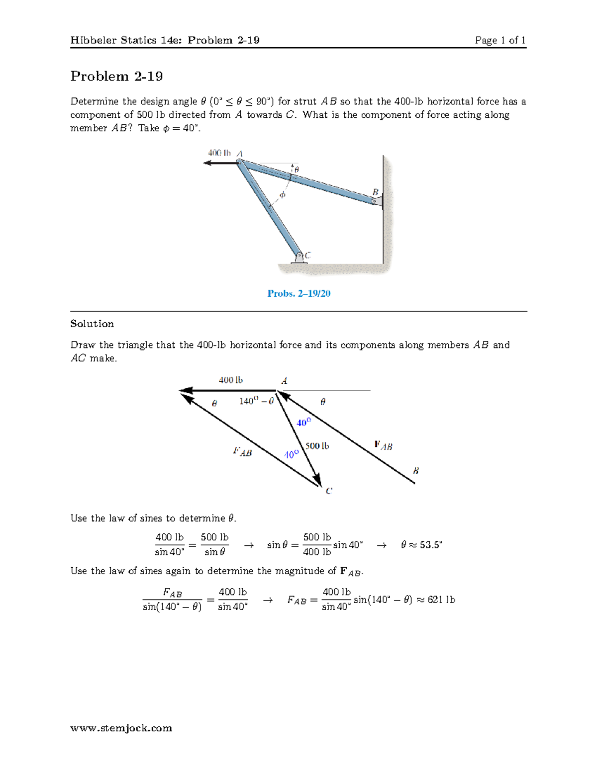 Hibbeler S 14e Ch2p19 Sample Problem Statics Hibbeler Statics 14e