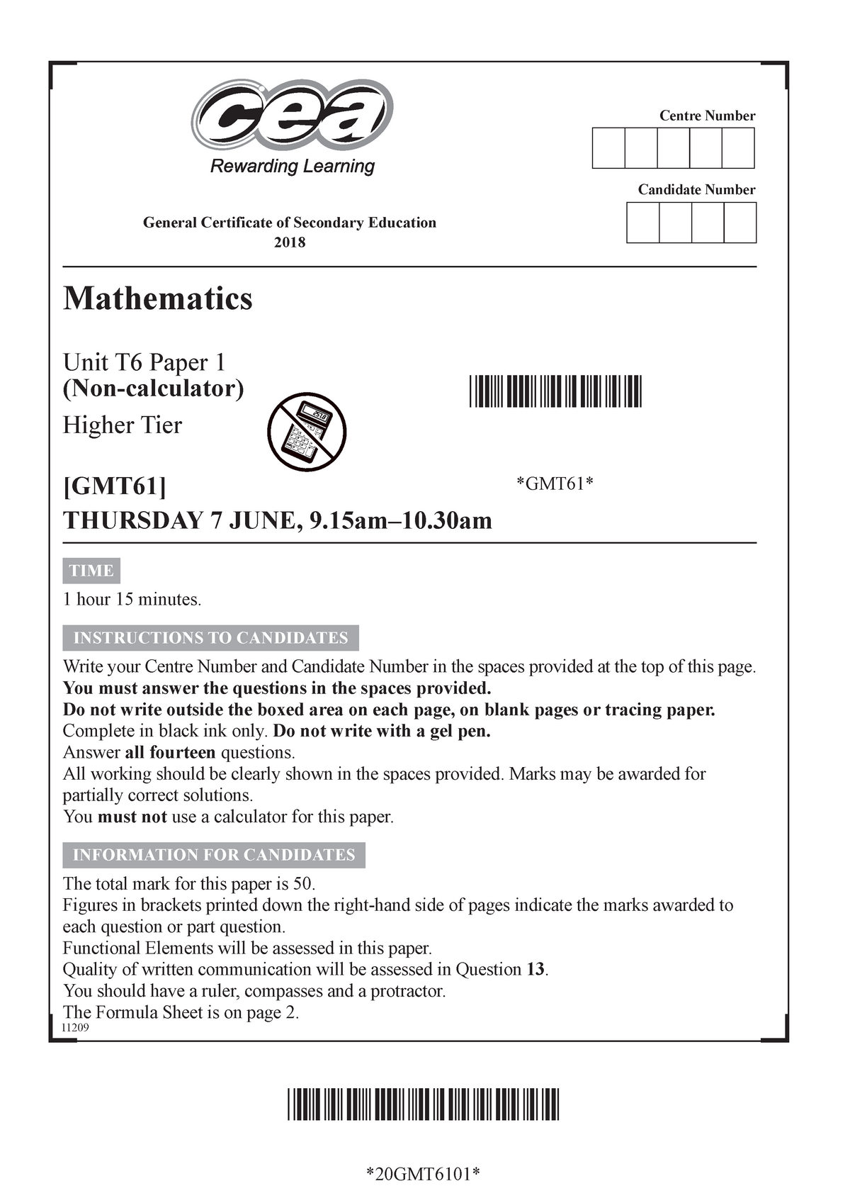 Gcse Math Past Papers Mark Schemes Standard May June Series 2018 27148