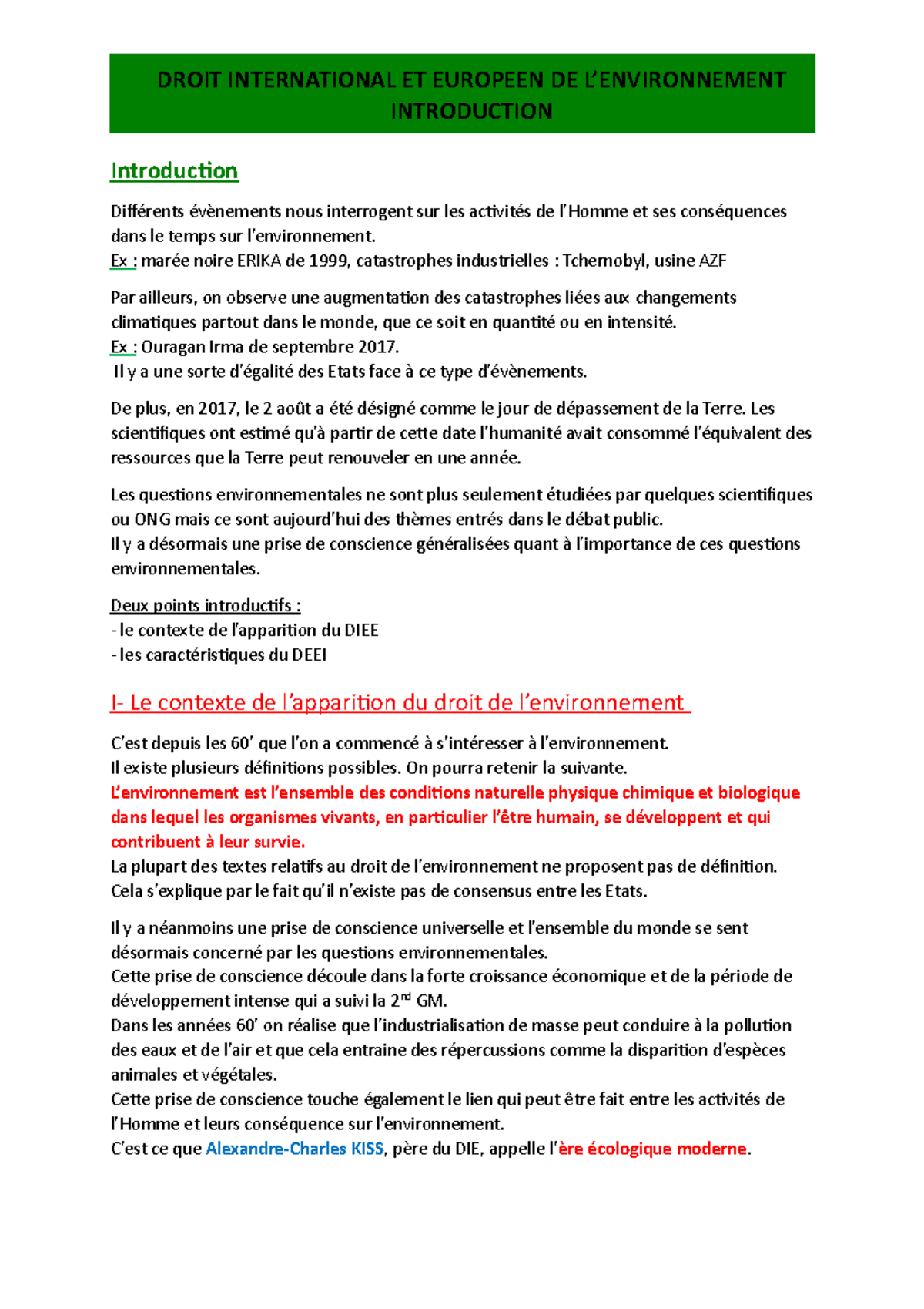 Diee Introduction Notes De Cours 1 Droit International Et