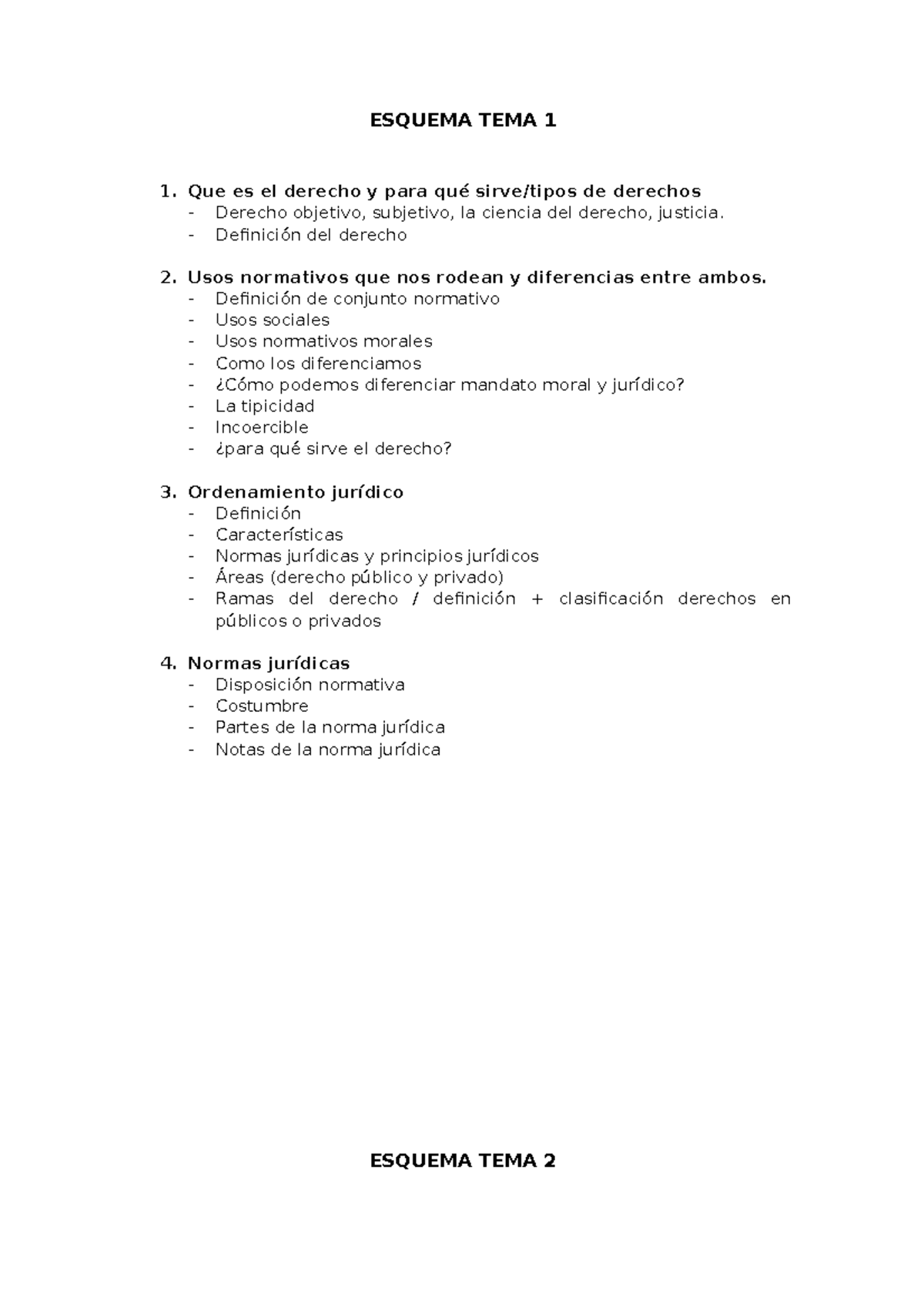 Esquema Tema 1 Y 2docx Esquema Tema 1 Que Es El Derecho Y Para Qué