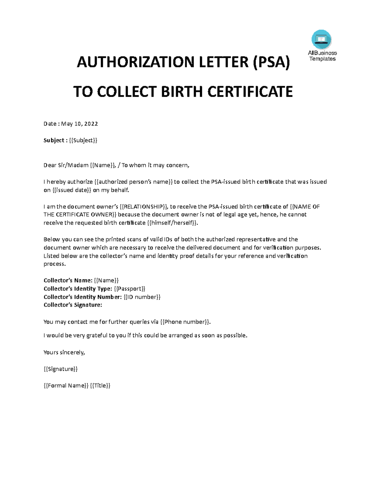 First Class Tips About Sample Authorization Letter To Get Psa Birth