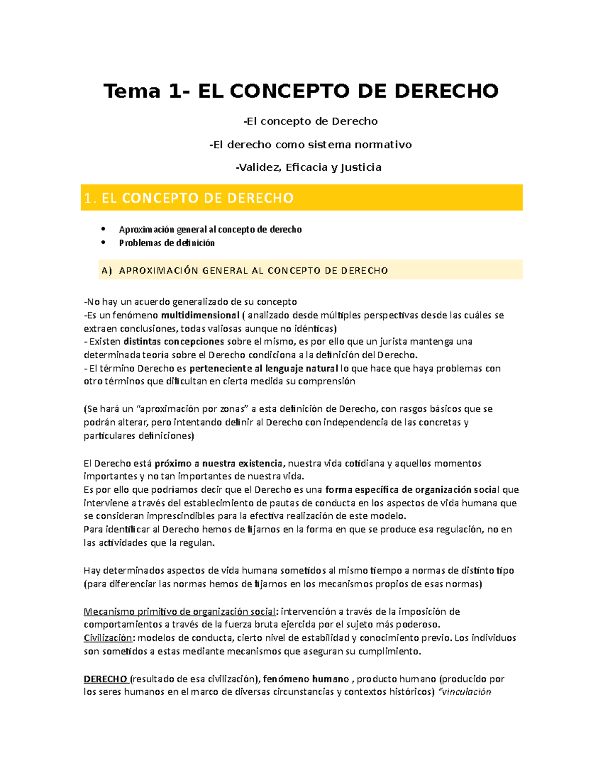 Apuntes Final Teoria Del Derecho Tema 1 El Concepto De Derecho El