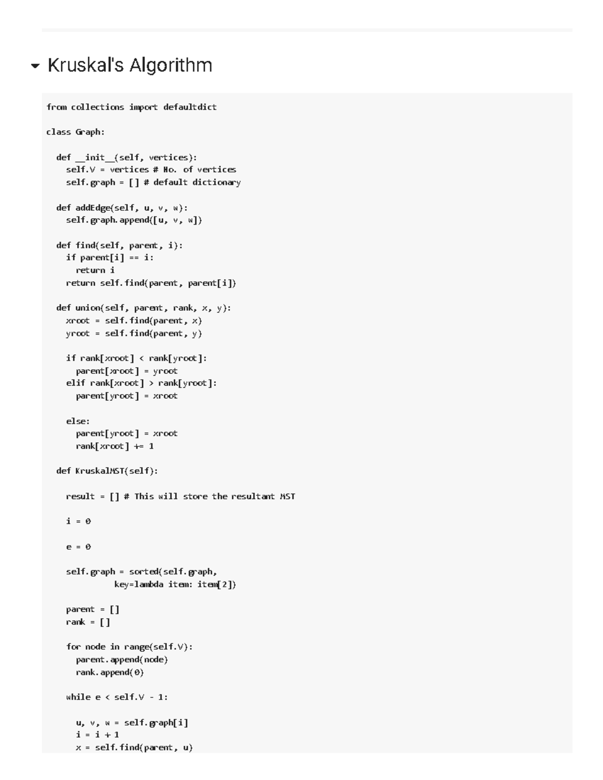 Krushkals Algorithm For Mst In Python Kruskals Algorithm From