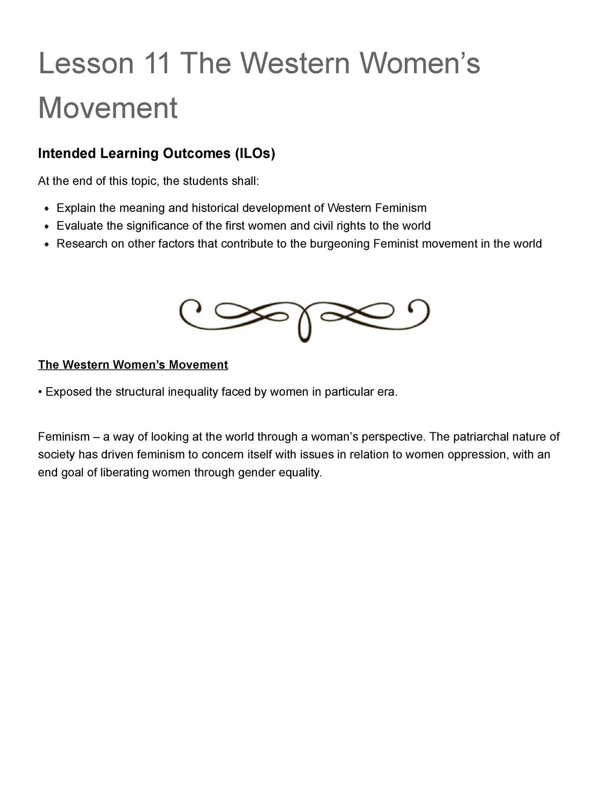 Lesson 11 The Western Womens Movement Gee 001b Ge Elective 1 Gender