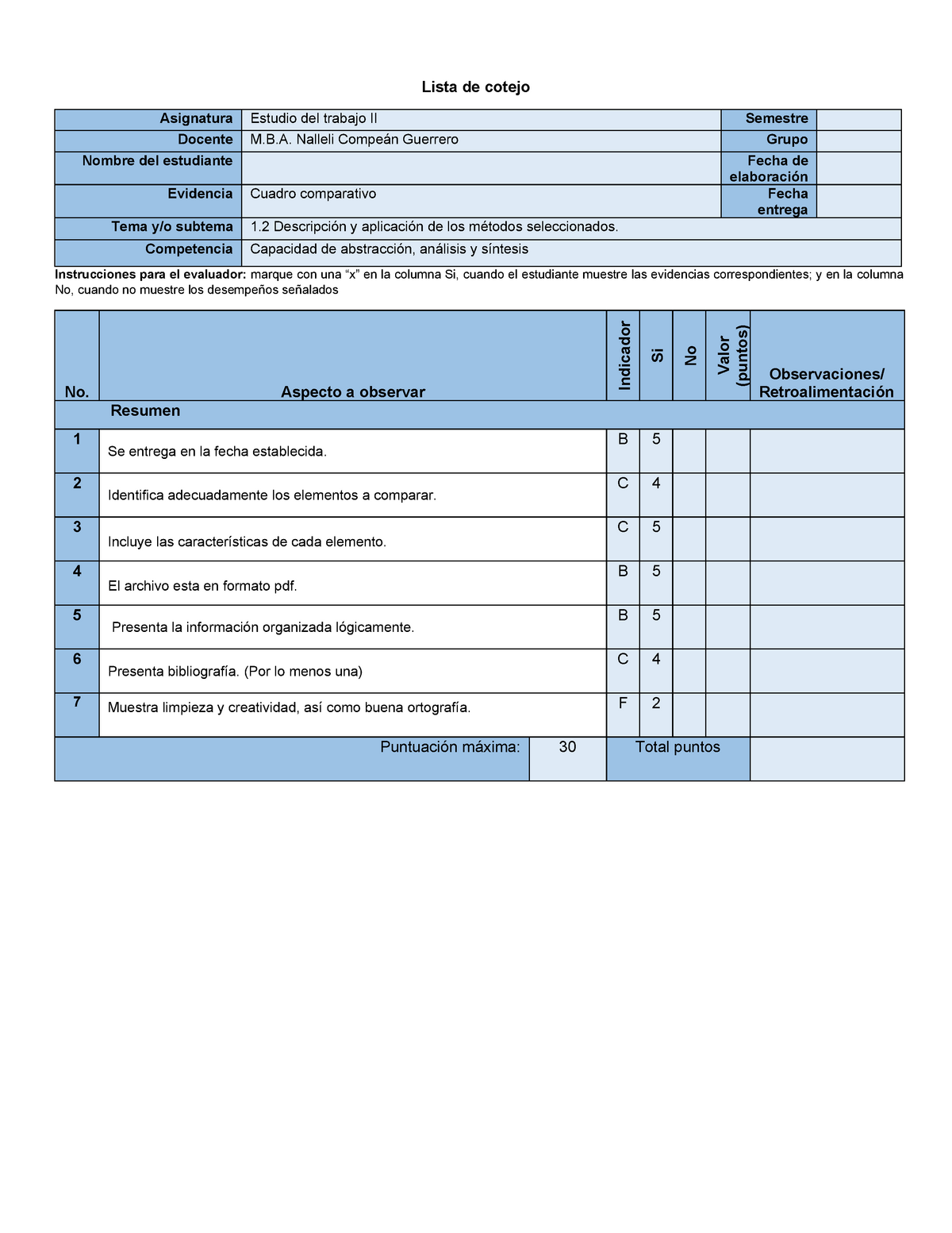 Lista De Cotejo Para Cuadro Comparativo Y Sinoptico Porn Sex Picture