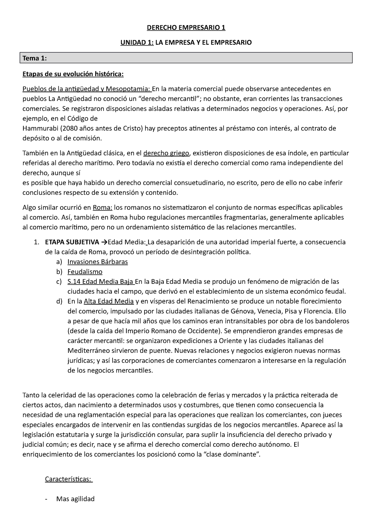 Derecho Empresario 1 Resumen Derecho Empresario 1 Unidad 1 La