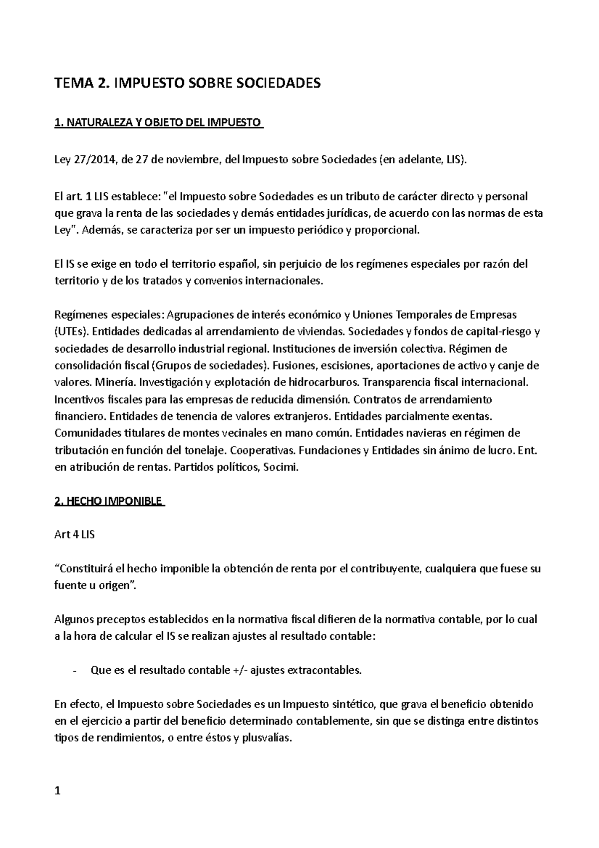 Is Yo Esquemas Tema 2 Impuesto Sobre Sociedades 1 Naturaleza Y