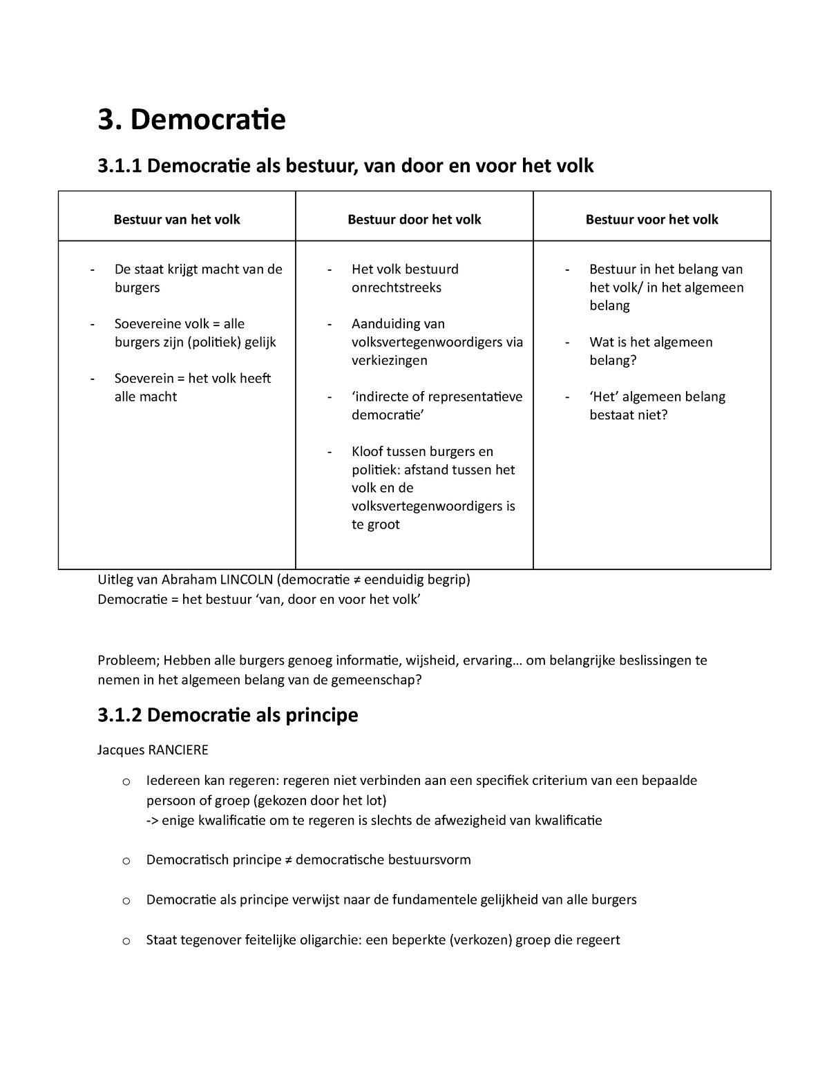 Samenvatting Politiek En Beleid H3 3 Democratie 31 Democratie Als