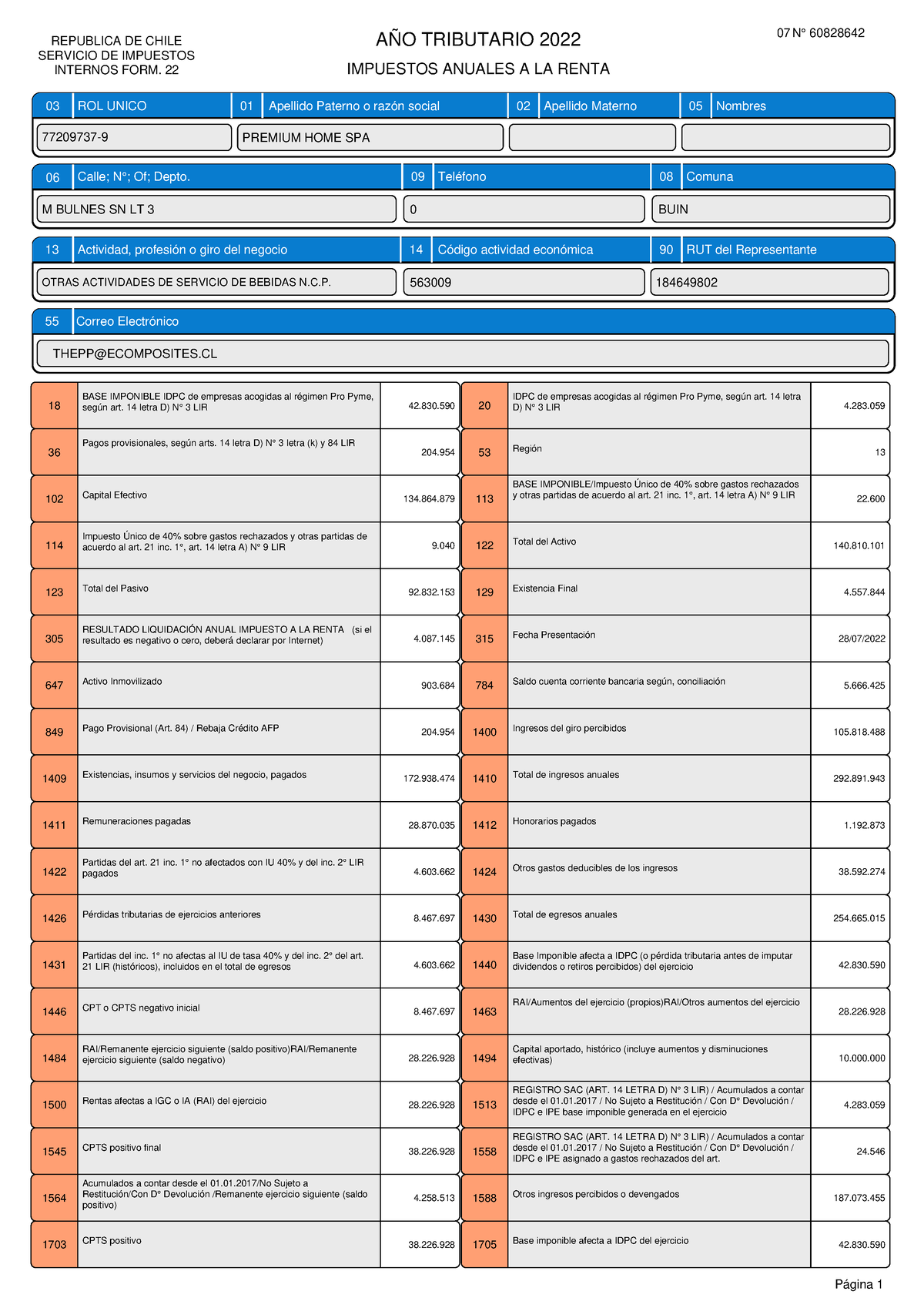 F22 Ph Sdsdsds Republica De Chile Servicio De Impuestos Internos